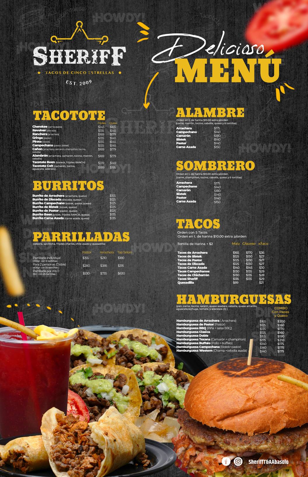 Carta del restaurante Sheriff Abasolo, Saltillo, Calle Mariano Abasolo ...