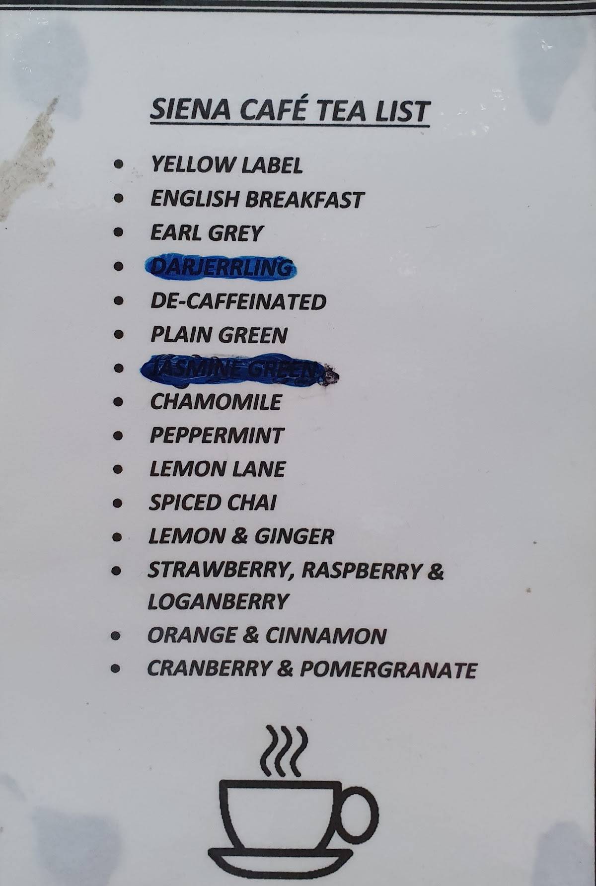 Menu at Siena Cafe & Bar, Carindale, 1151 Creek Rd