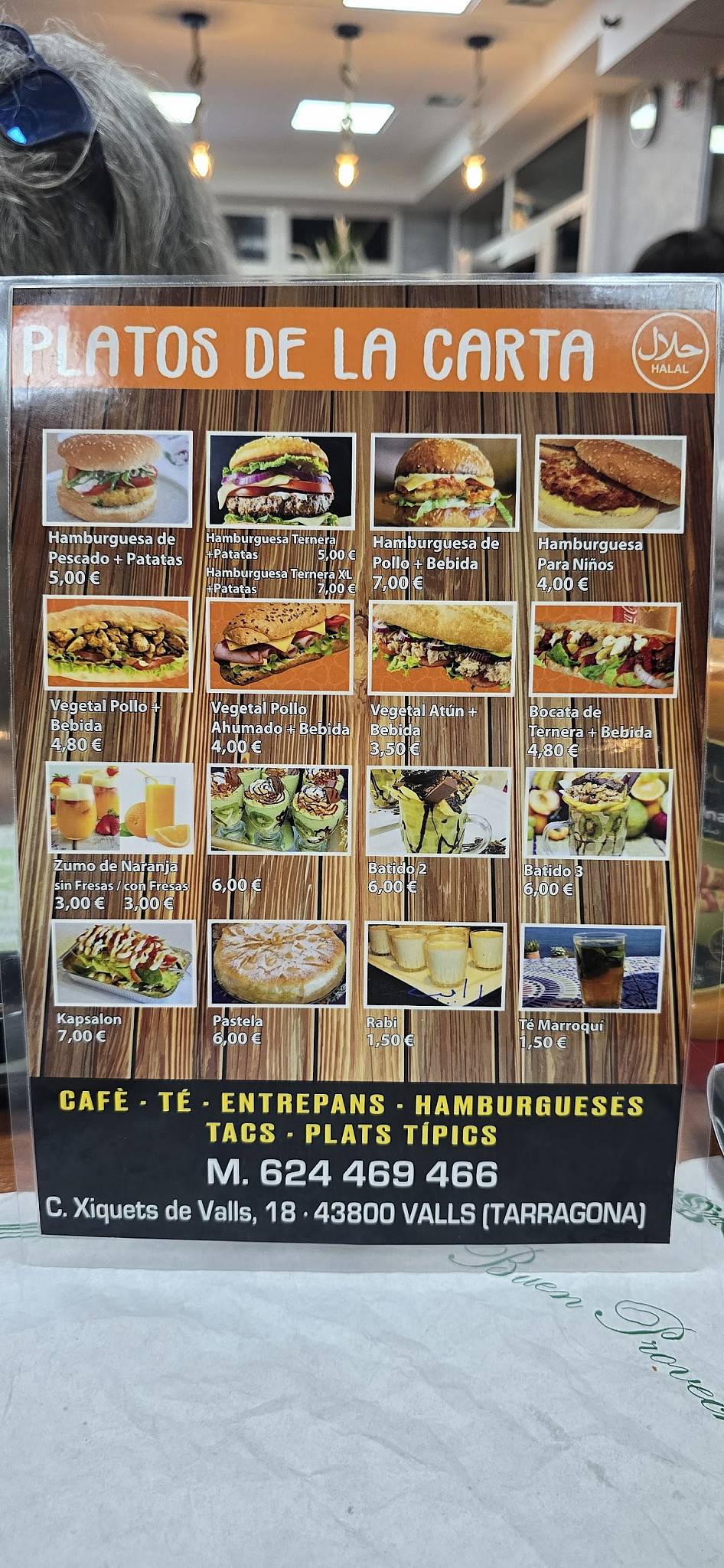 Menu at Snack tacos restaurant, Valls
