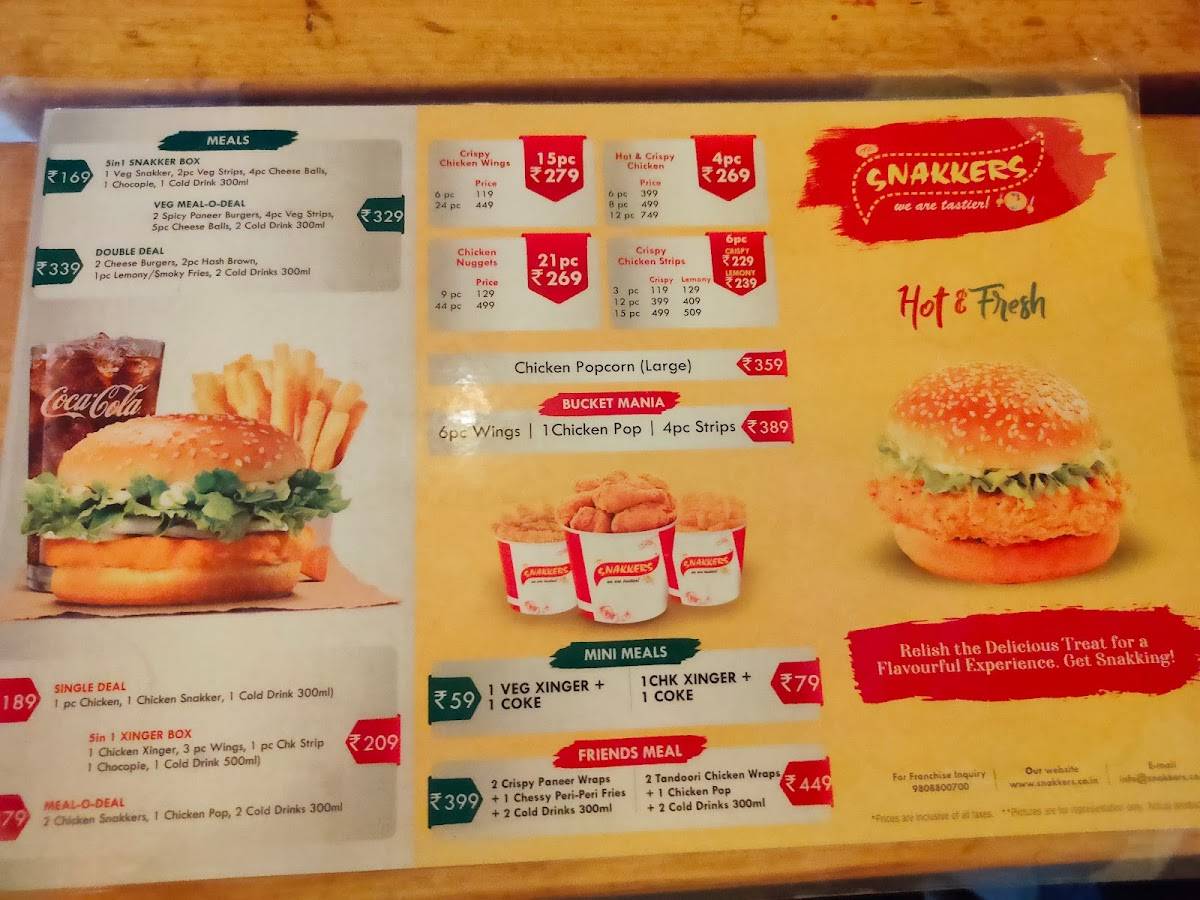 Menu at Snakker 100 Feet Road Bathinda, Bathinda, SCO-22