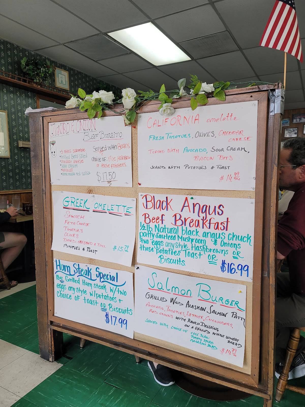 Menu at Snooty Fox restaurant, Laguna Hills
