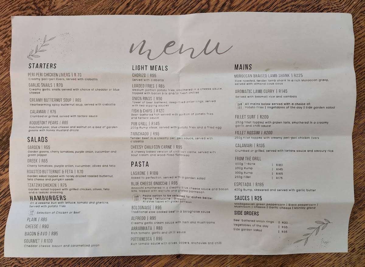 Menu at Spizzy Pizza restaurant, Ladybrand