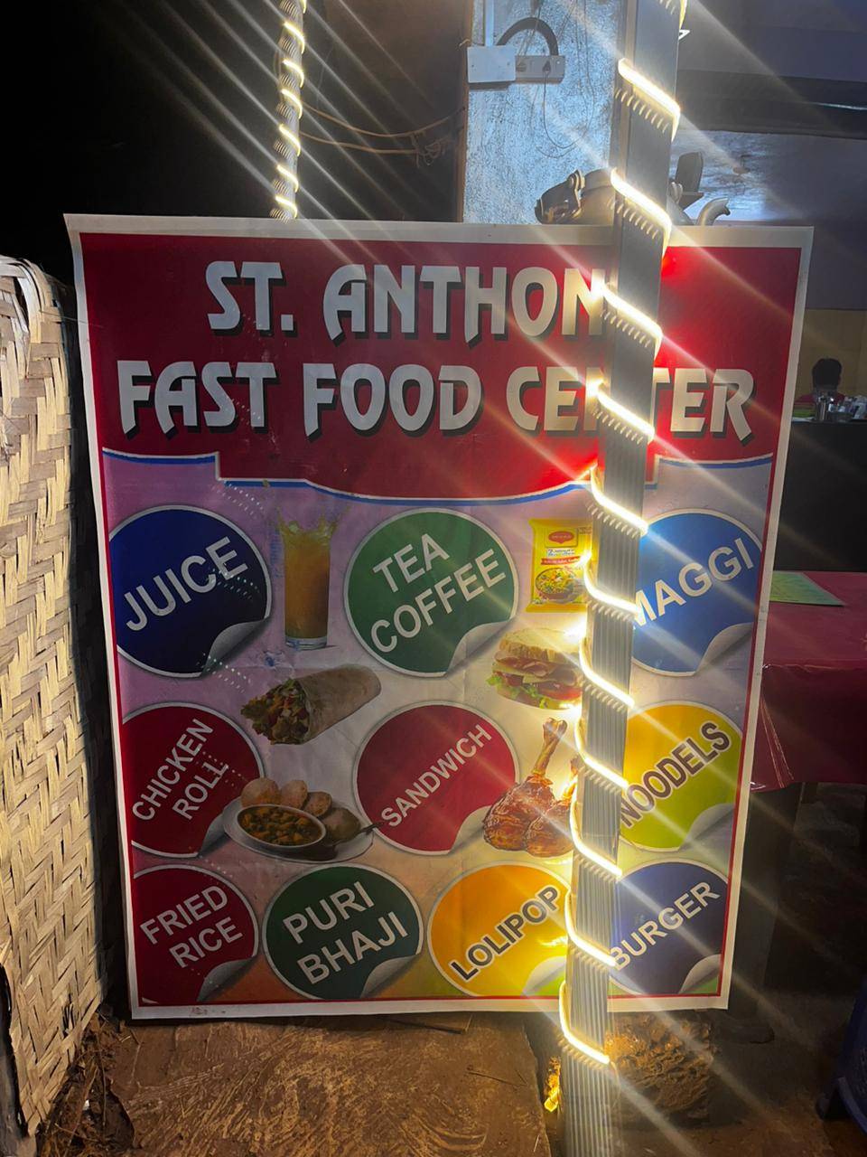 Menu at St.Anthony Fast Food Center, Calangute