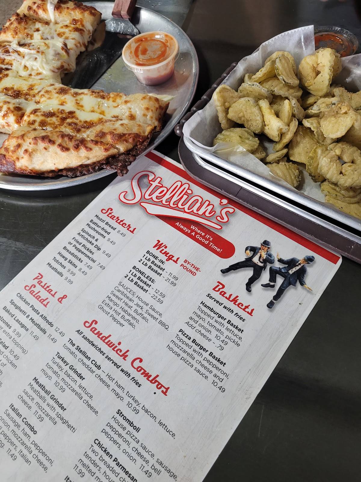 Menu at Stellian's restaurant, Central City