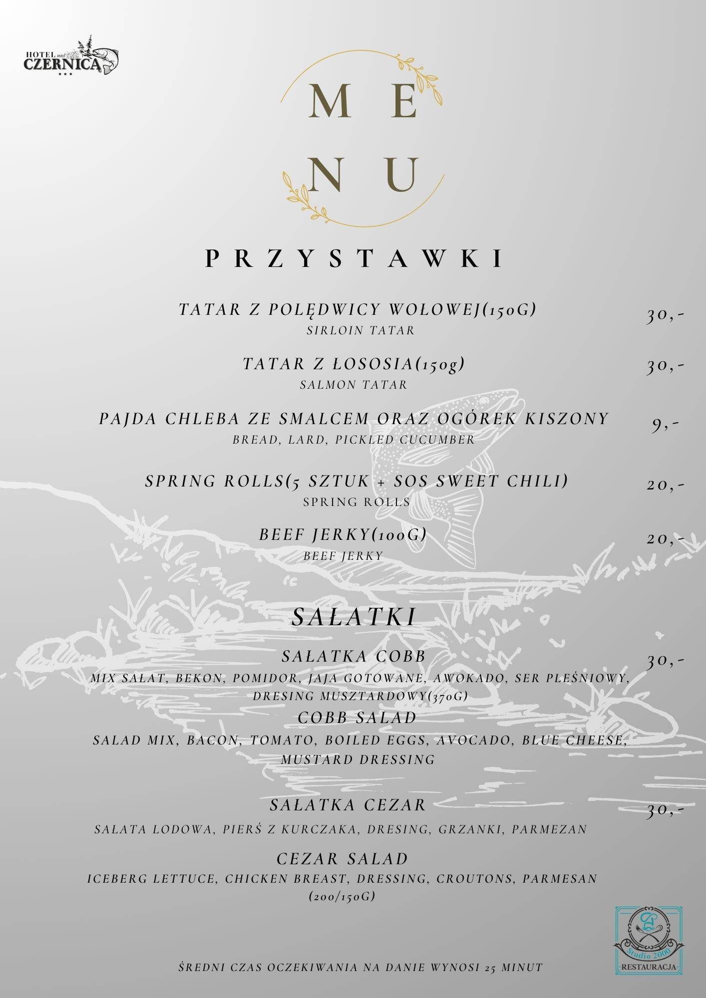 Menu at Studio 2000 restaurant, Czarne