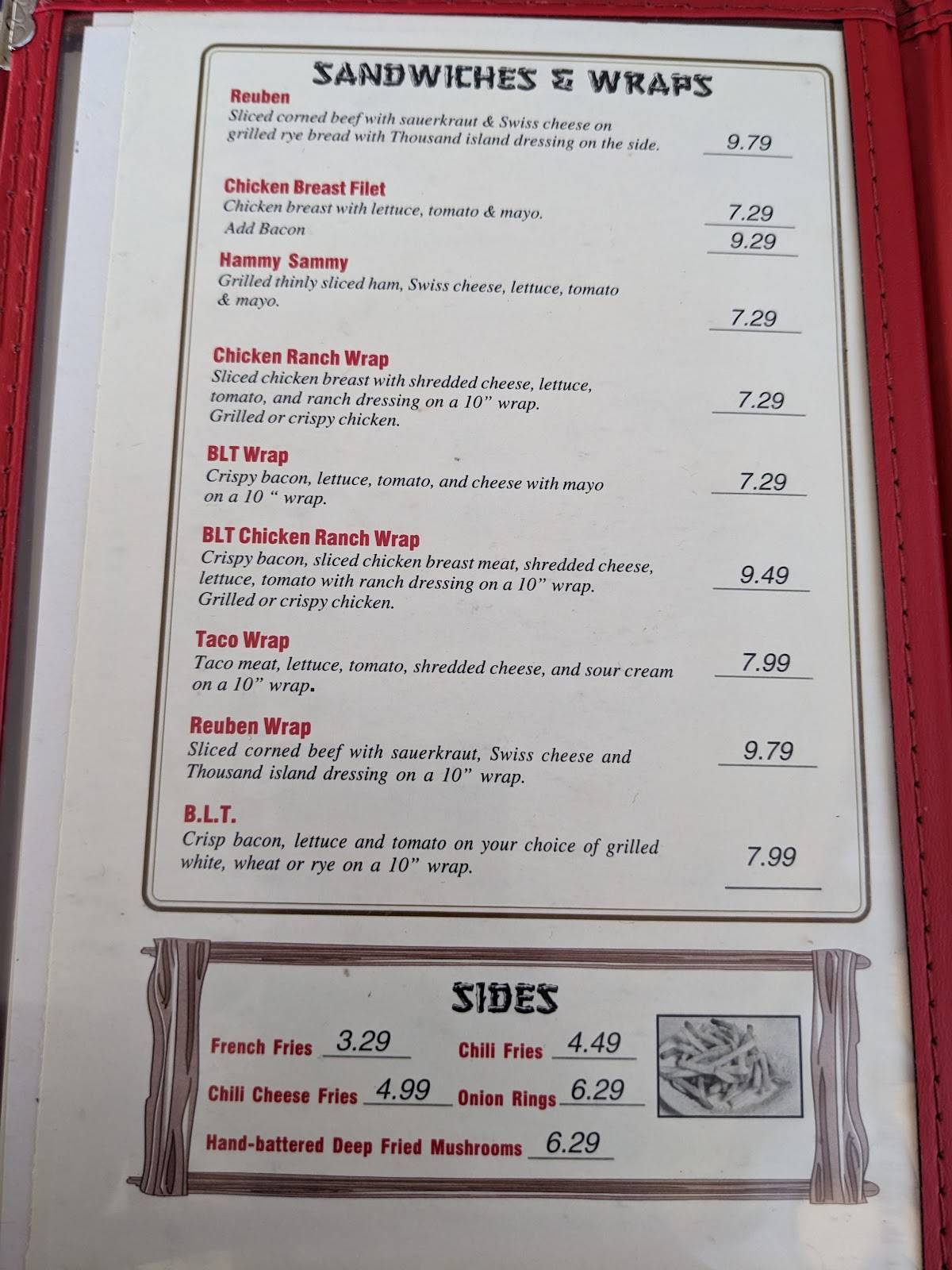 Menu at Susan's Roadside Diner cafe, Atlanta