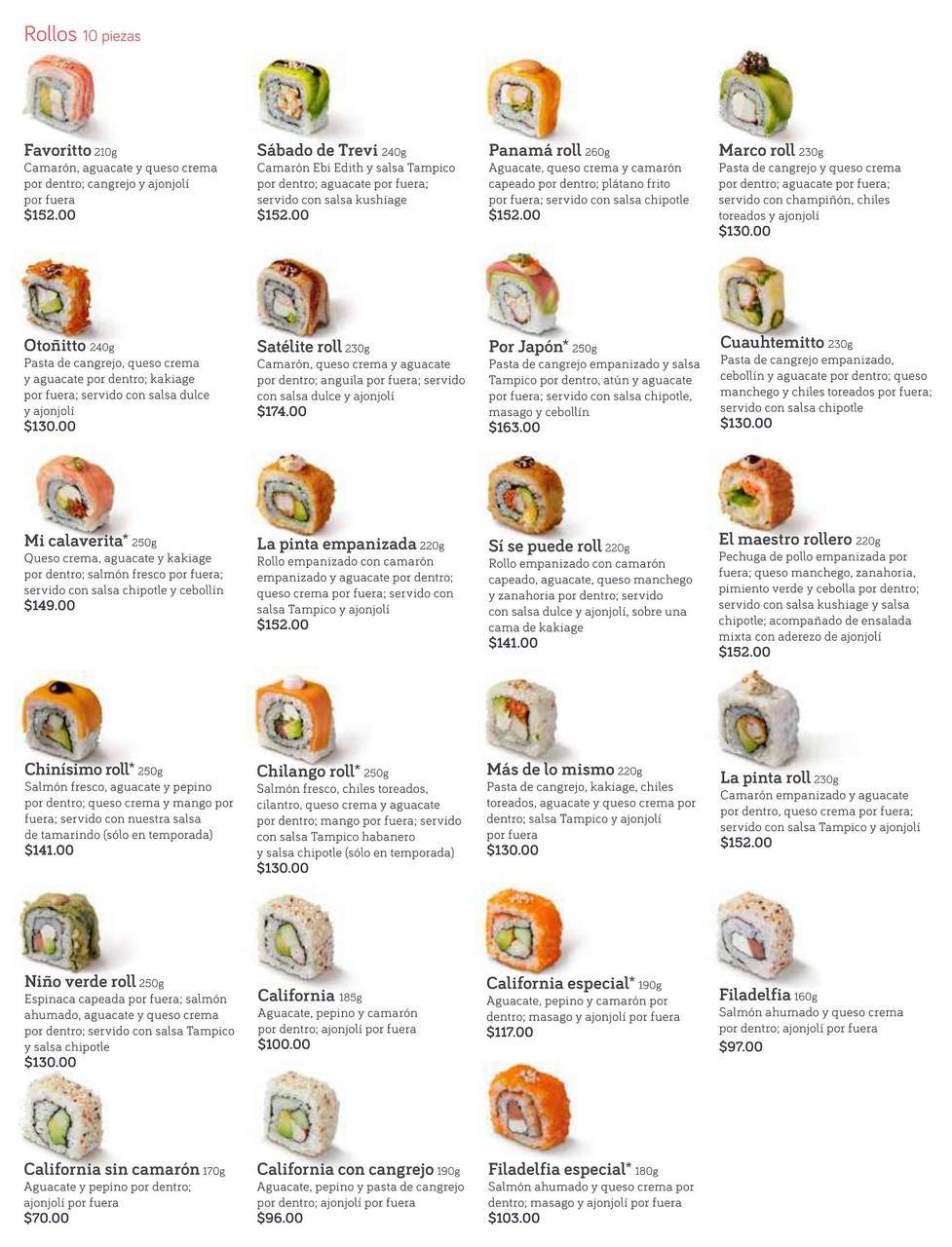 Carta del restaurante Sushi Itto Atlixco, Atlixco