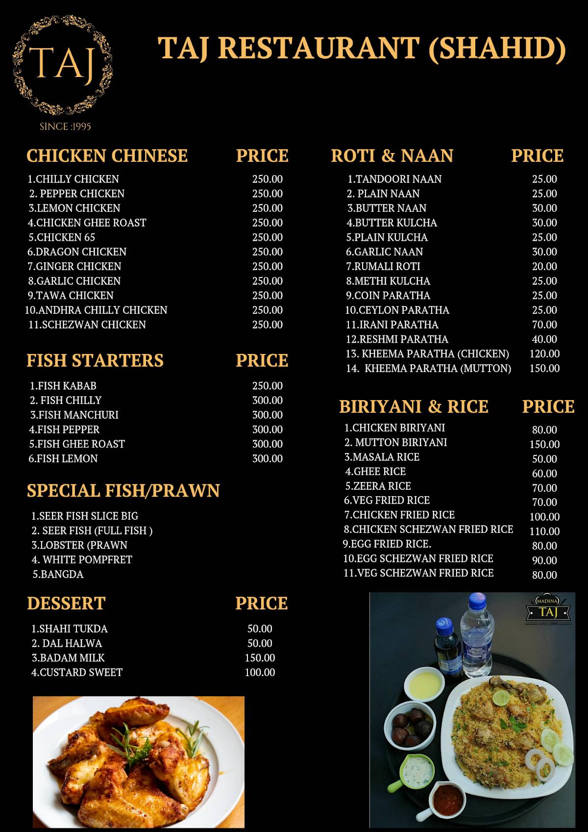 Menu at Taj Restaurant(Shahid) Hoskote, Hoskote