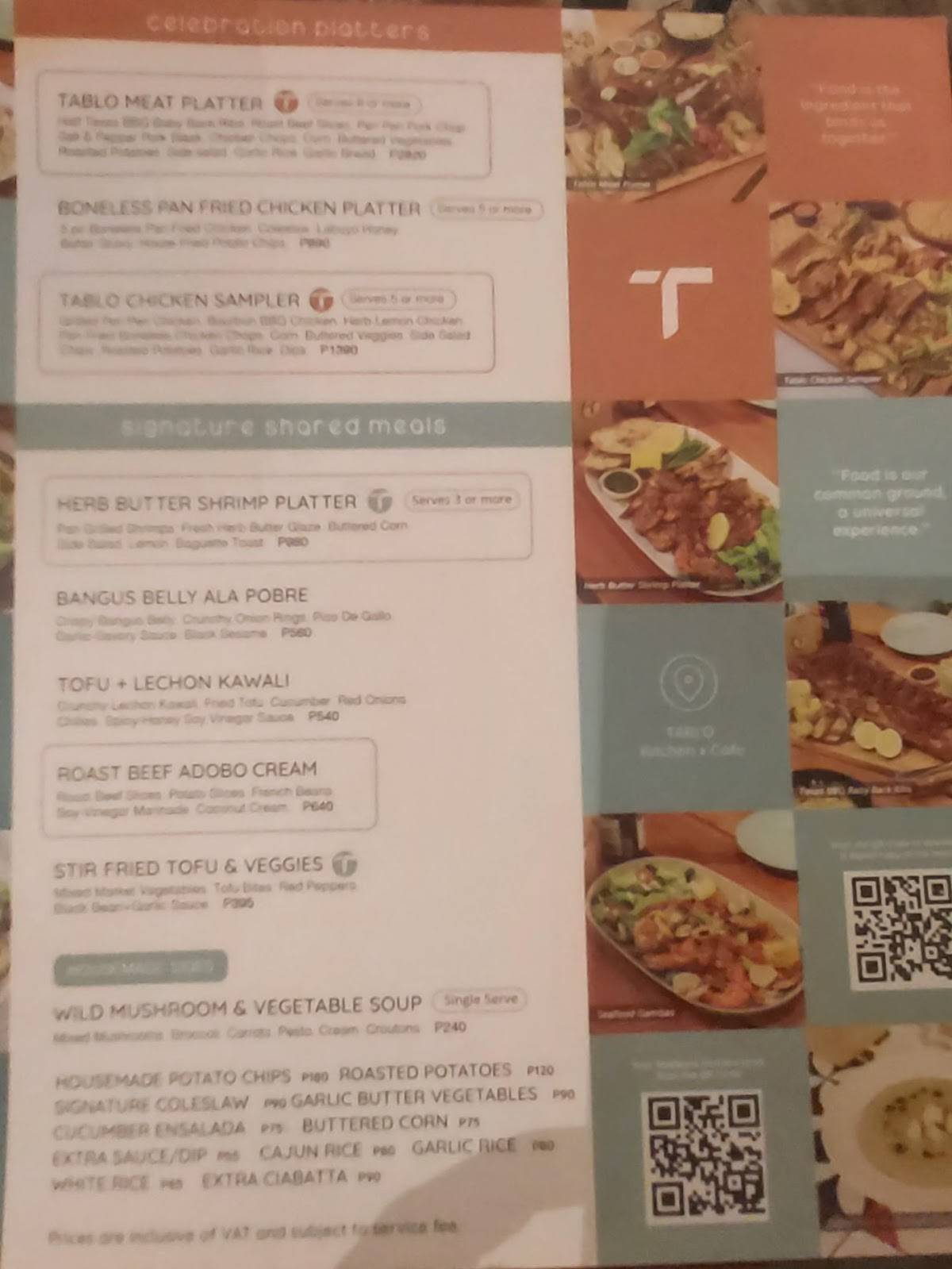 Menu at Tablo Kitchen x Cafe BF Resort Village, Las Pinas