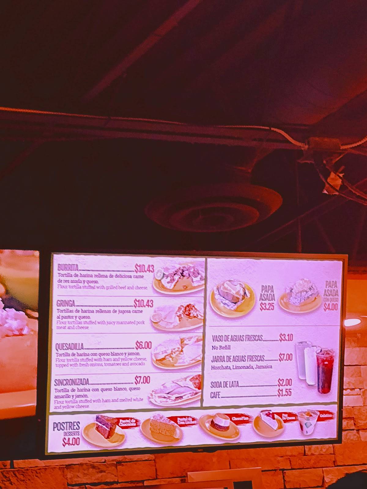 Menu at Taqueria El Cometa restaurant, El Paso, N Mesa St