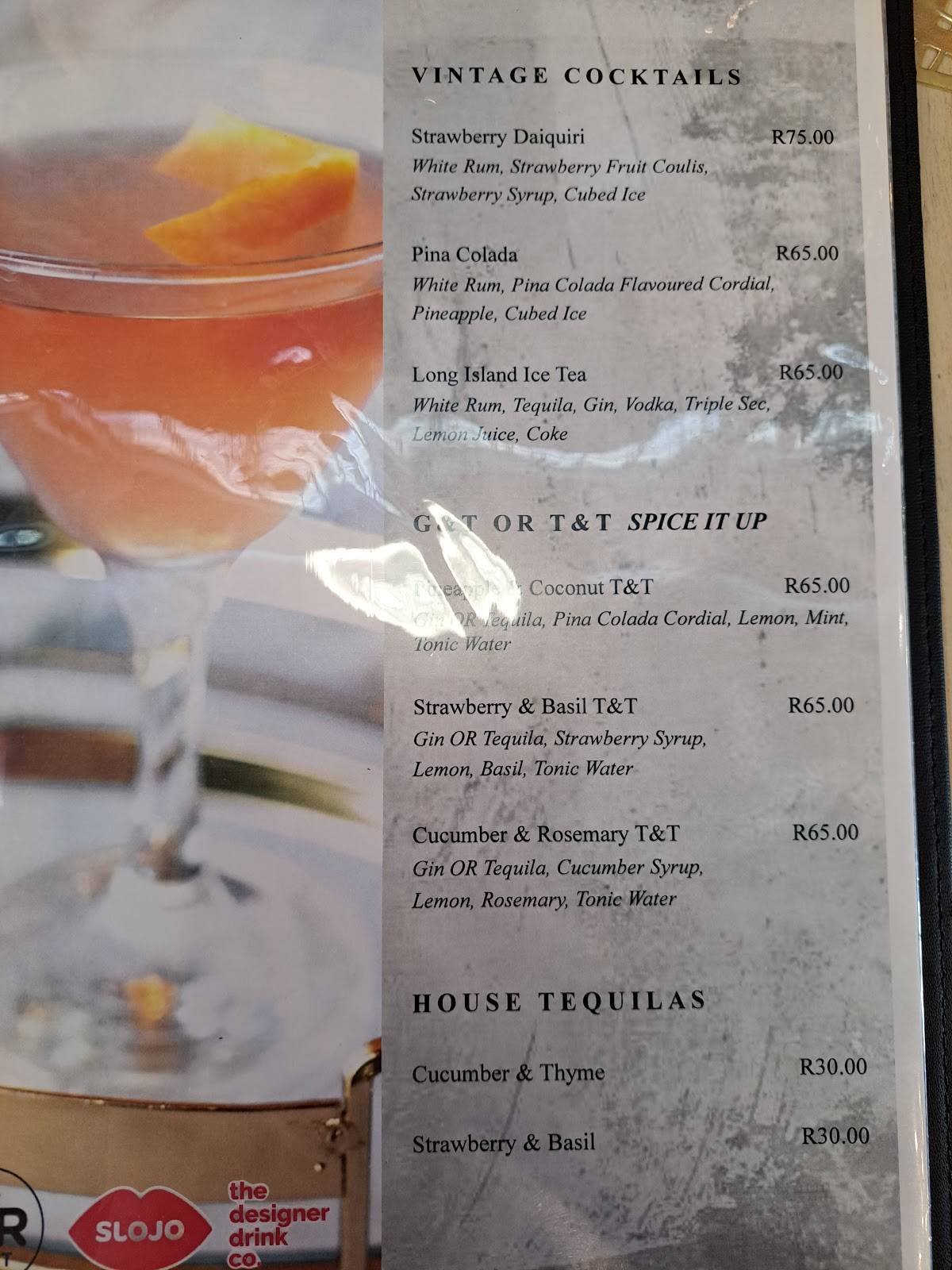 Menu at Tequila Rock restaurant, Roodepoort