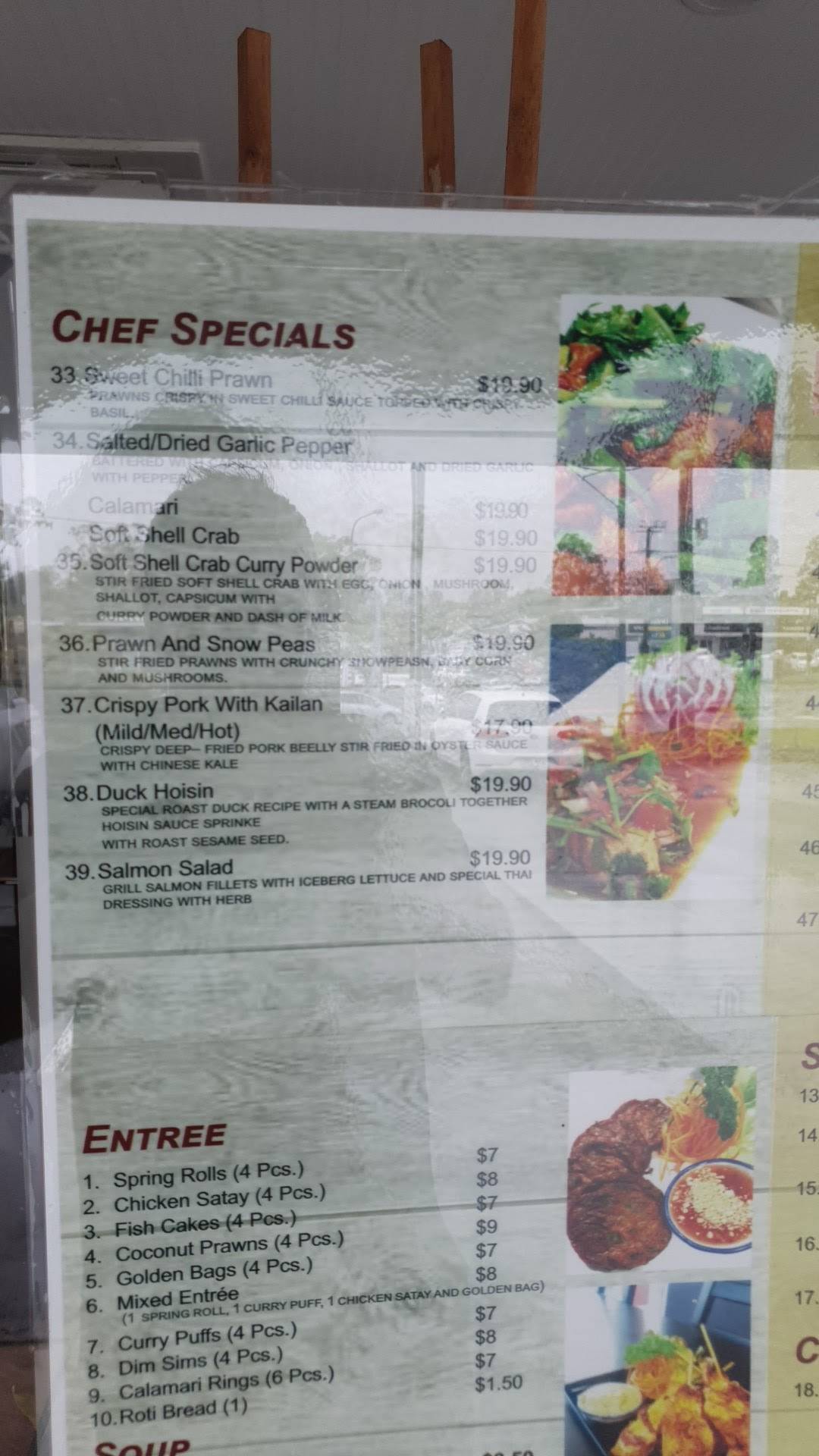 Menu at Thai at Winston restaurant, Yamanto