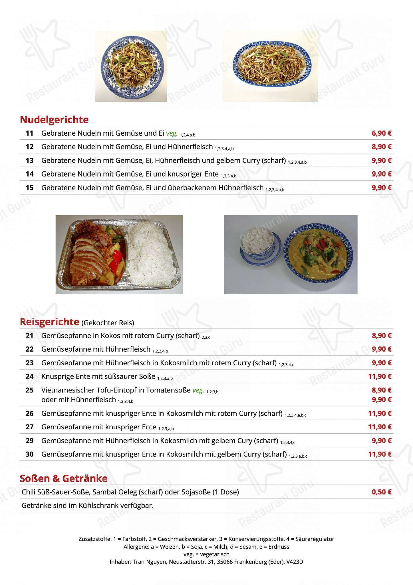 Speisekarte von Thang Long Schnellimbiss restaurant, Frankenberg (Eder)