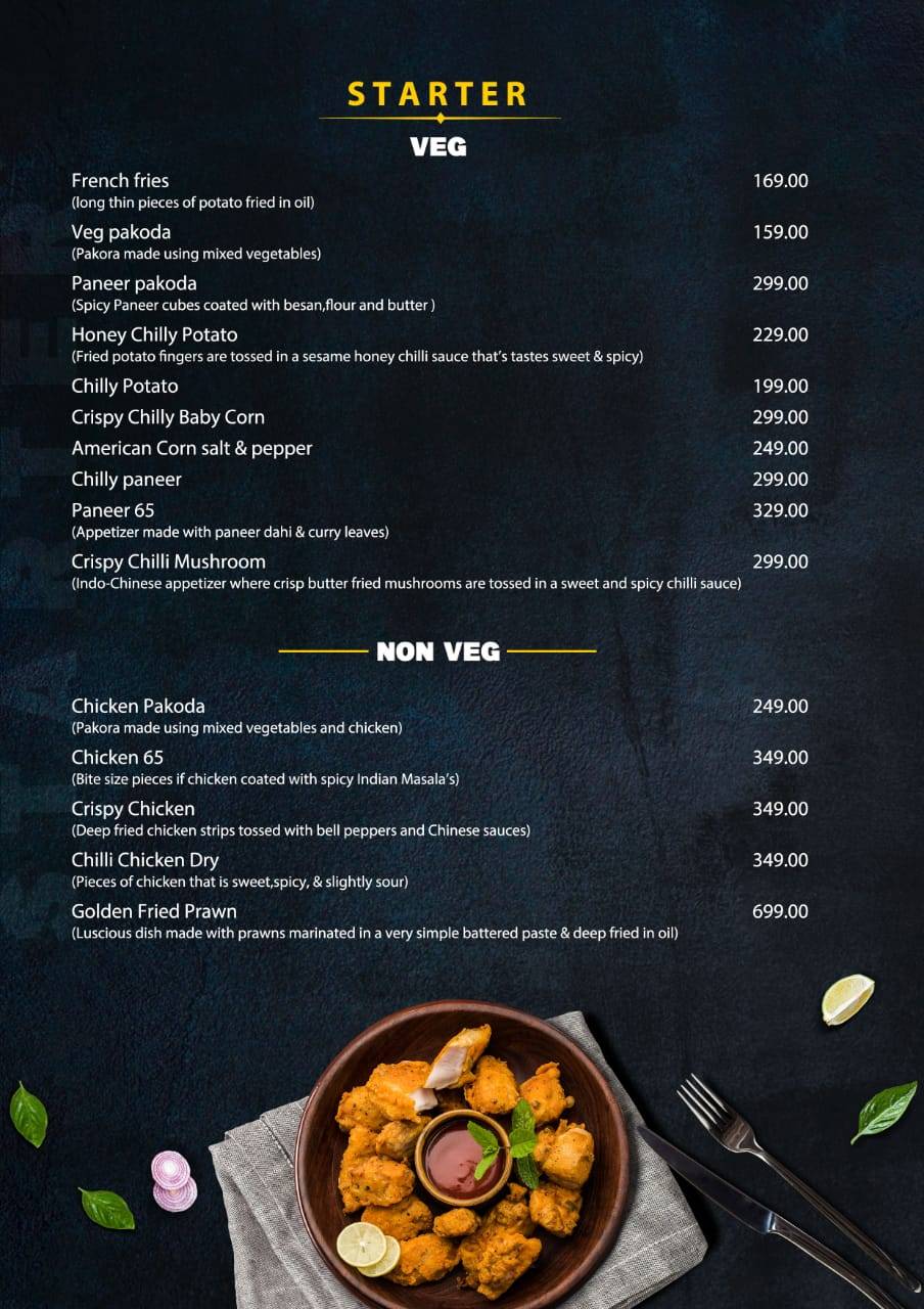 Menu at The Apu's, Tinsukia
