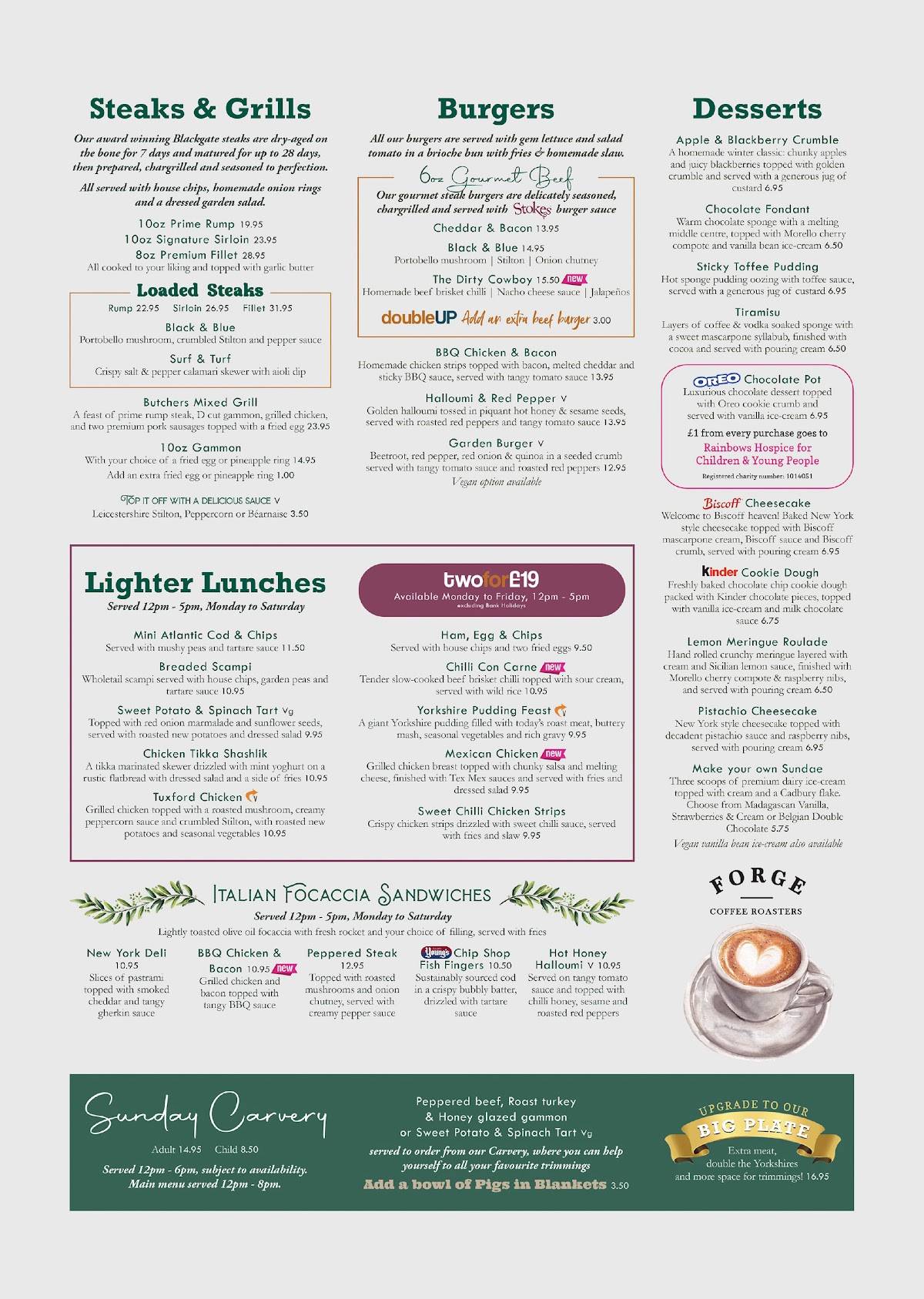 Menu at The Beeches restaurant, Ashby-de-la-Zouch, 114 Burton Rd