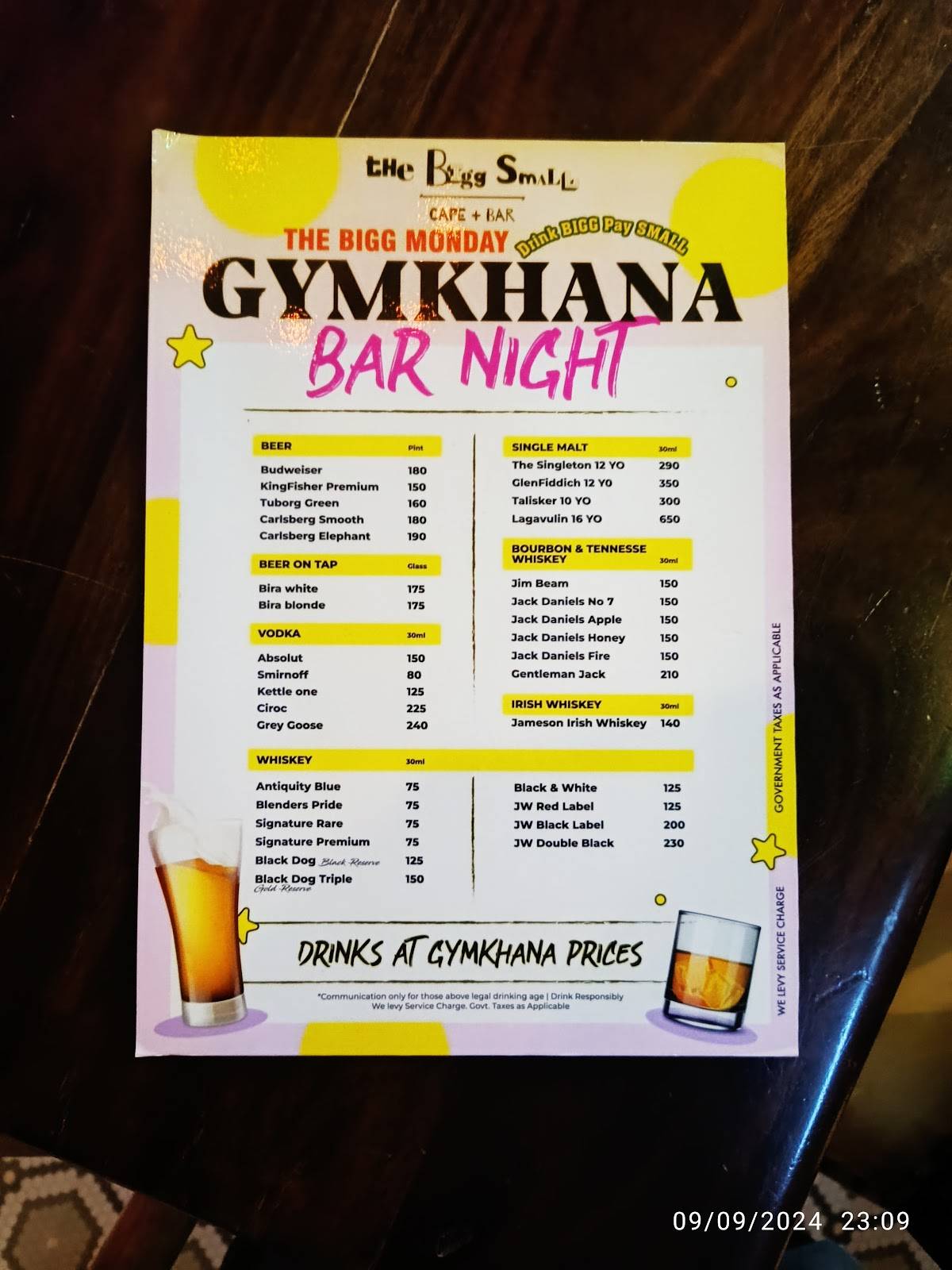 Menu at The Bigg Small Cafe + Bar, Mumbai