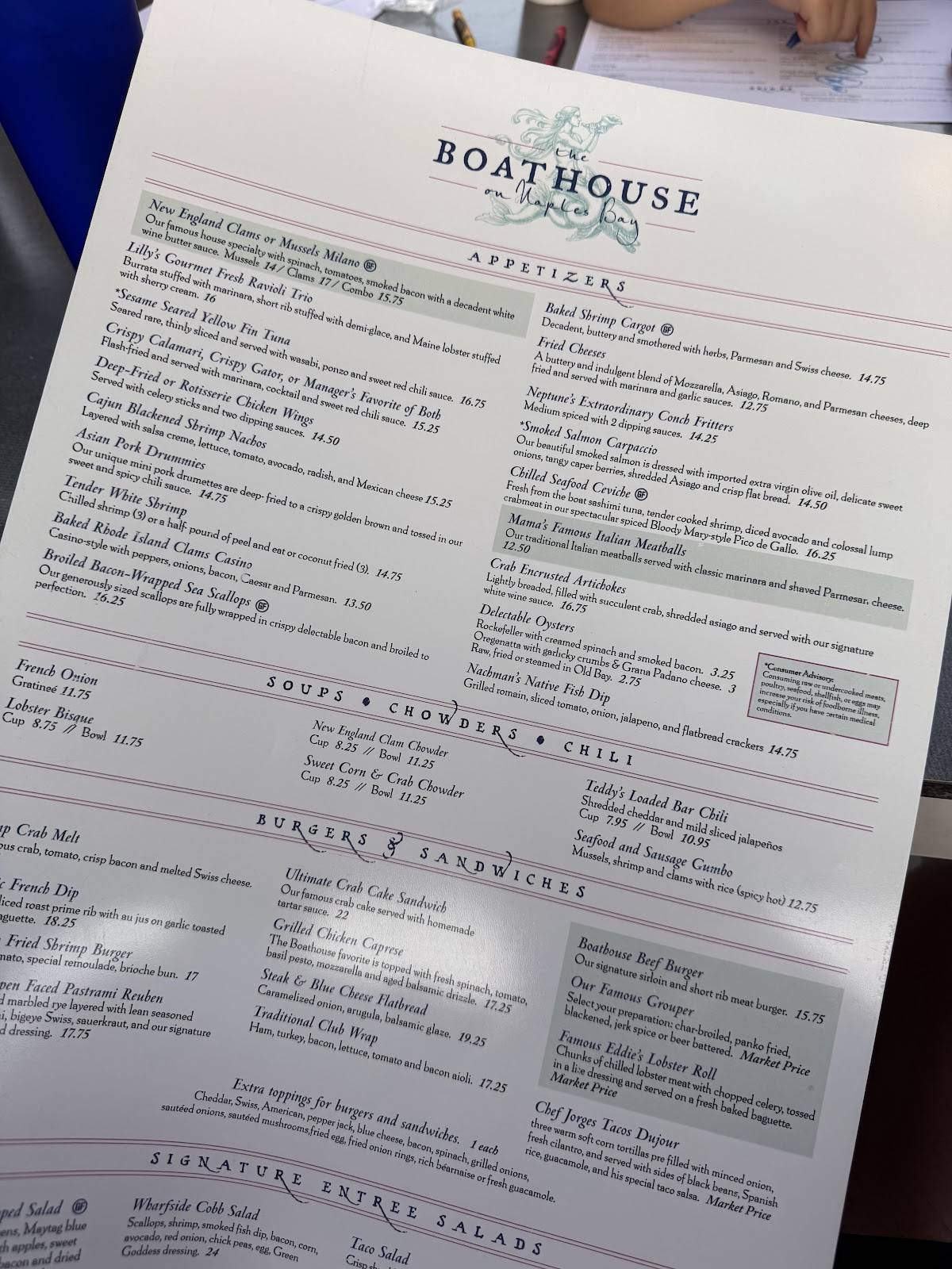 Menu at The Boathouse On Naples Bay restaurant, Naples