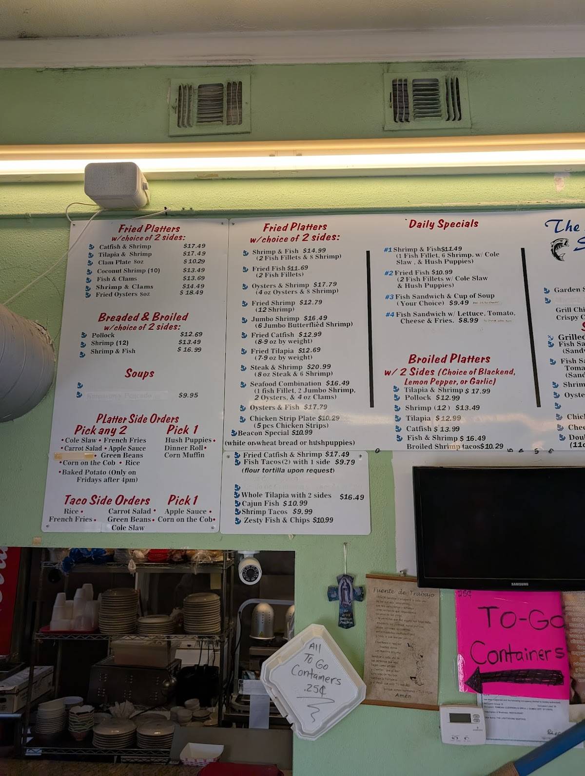 Menu at The Lighthouse Seafood restaurant, San Antonio