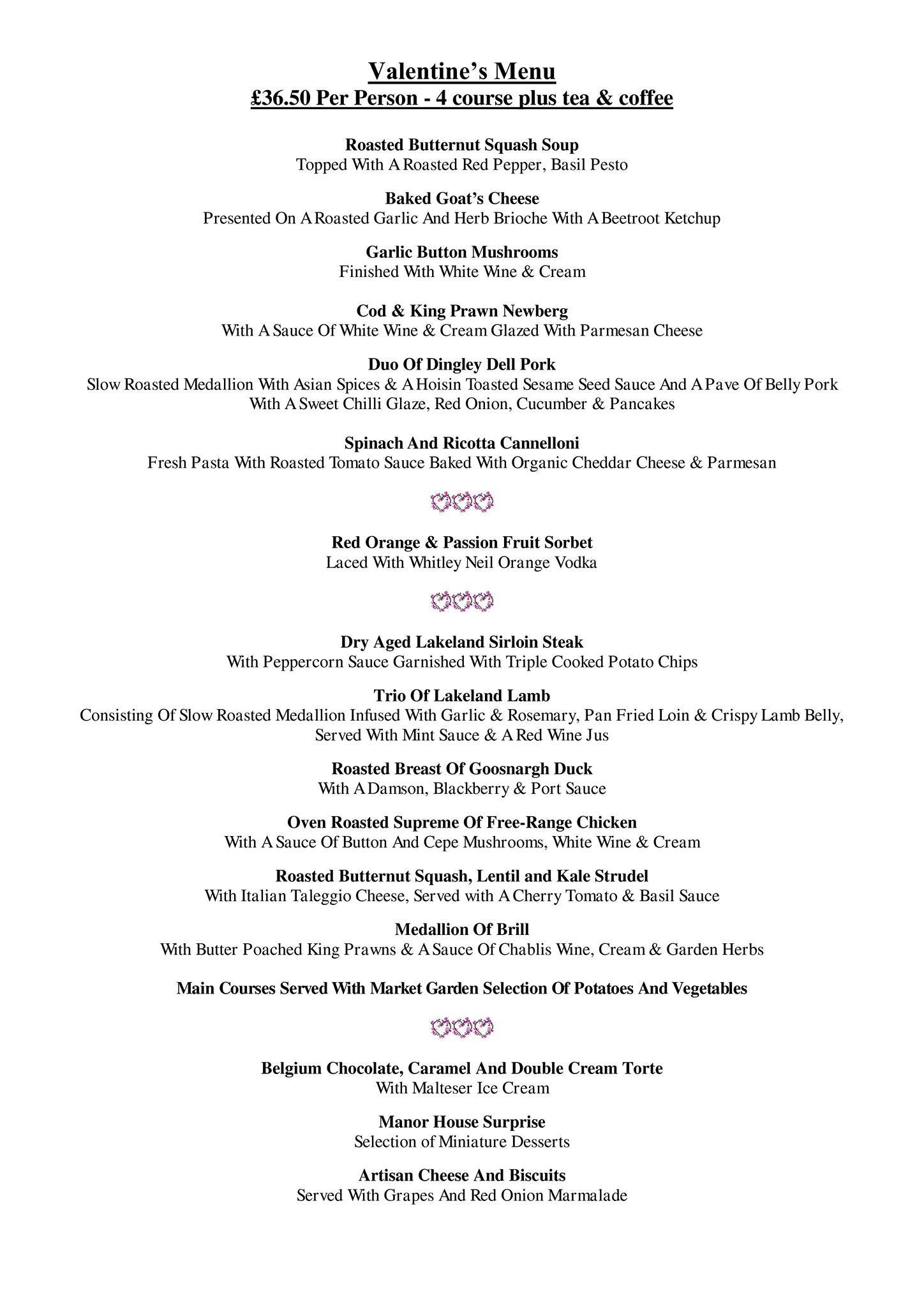 Menu at Manor House Hotel Cockermouth restaurant, Cockermouth