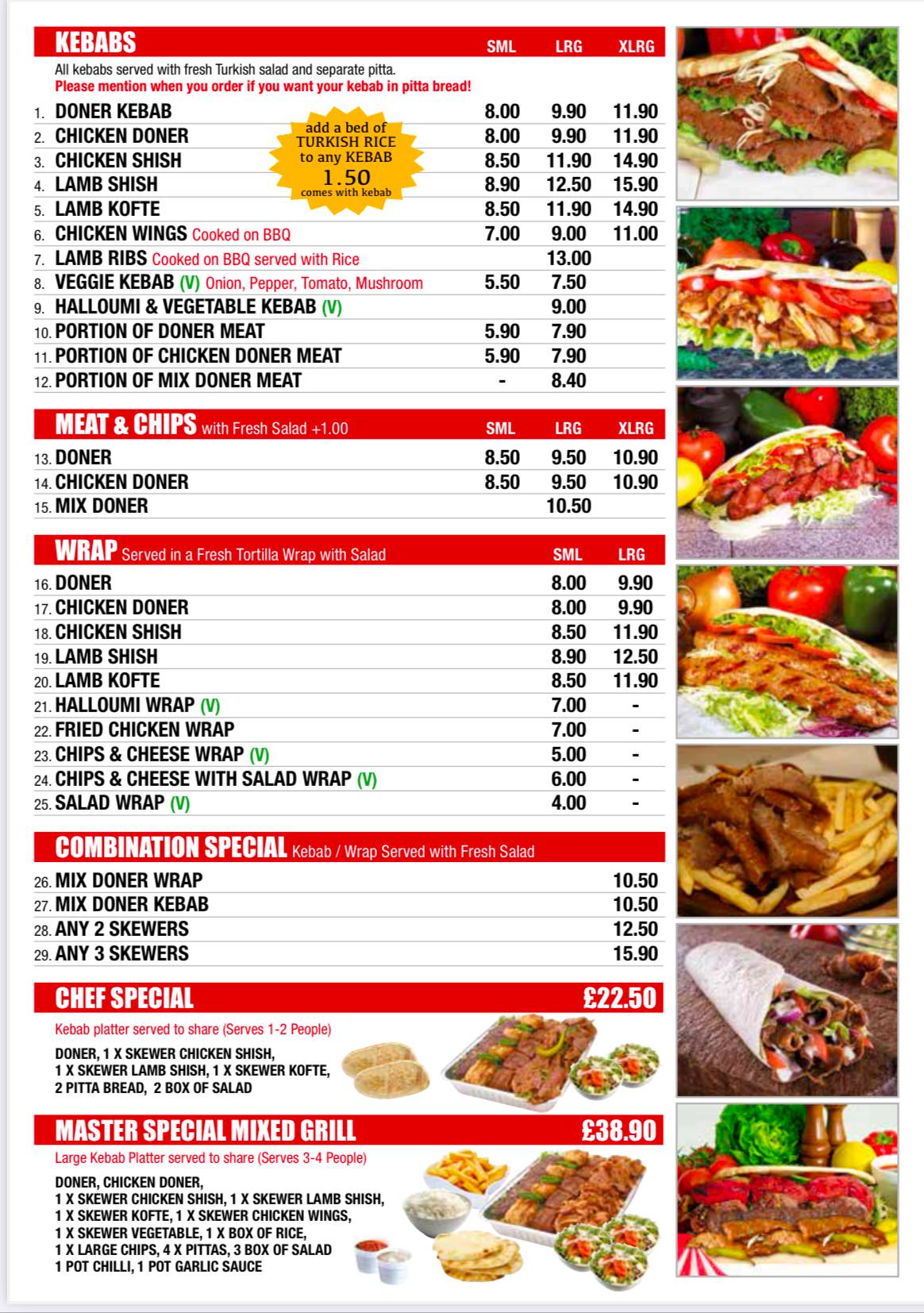 Menu at The Master Shish Grill ( Sevenoaks ) restaurant, Sevenoaks