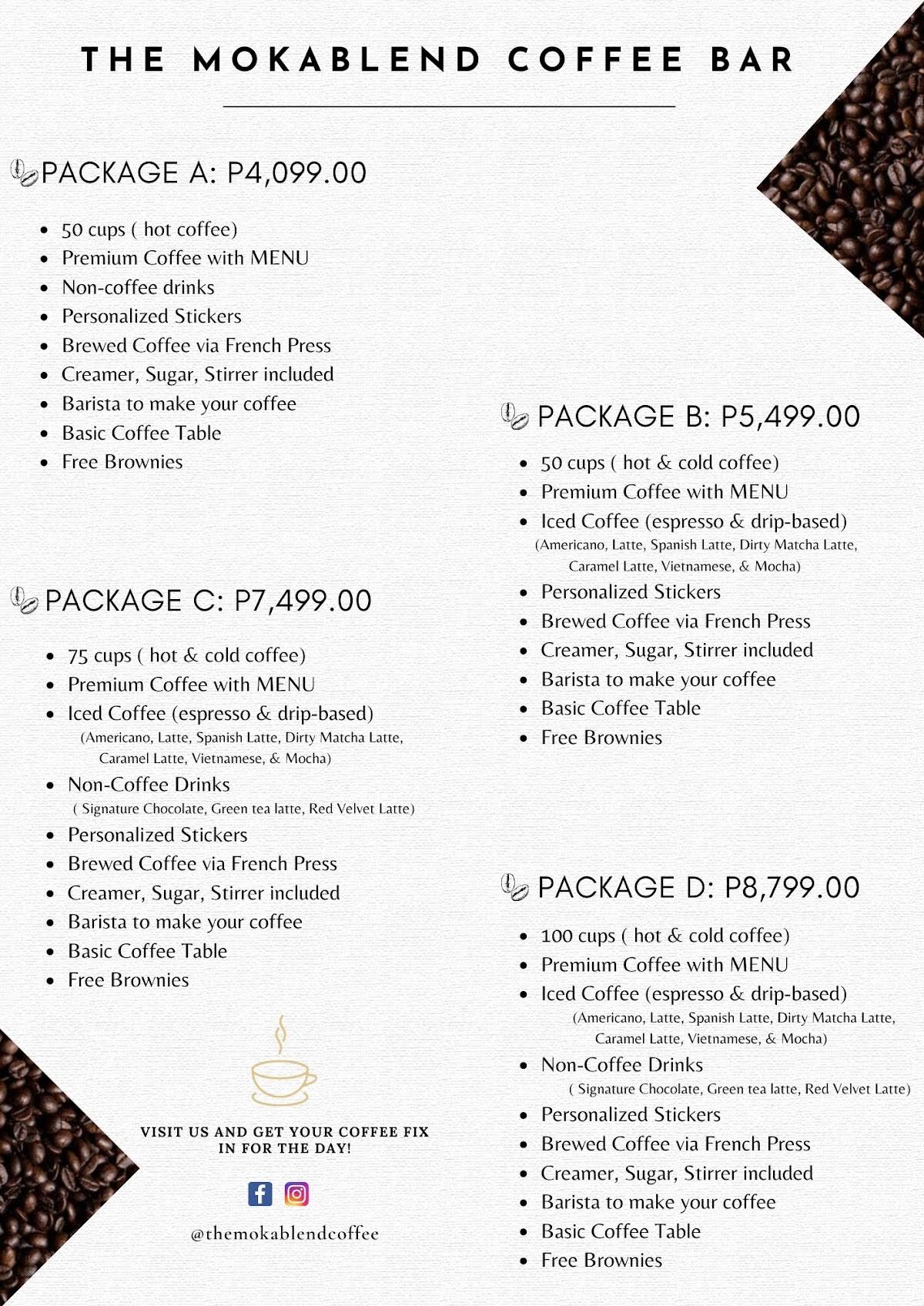 Carta de The MokaBlend Coffee, Digos