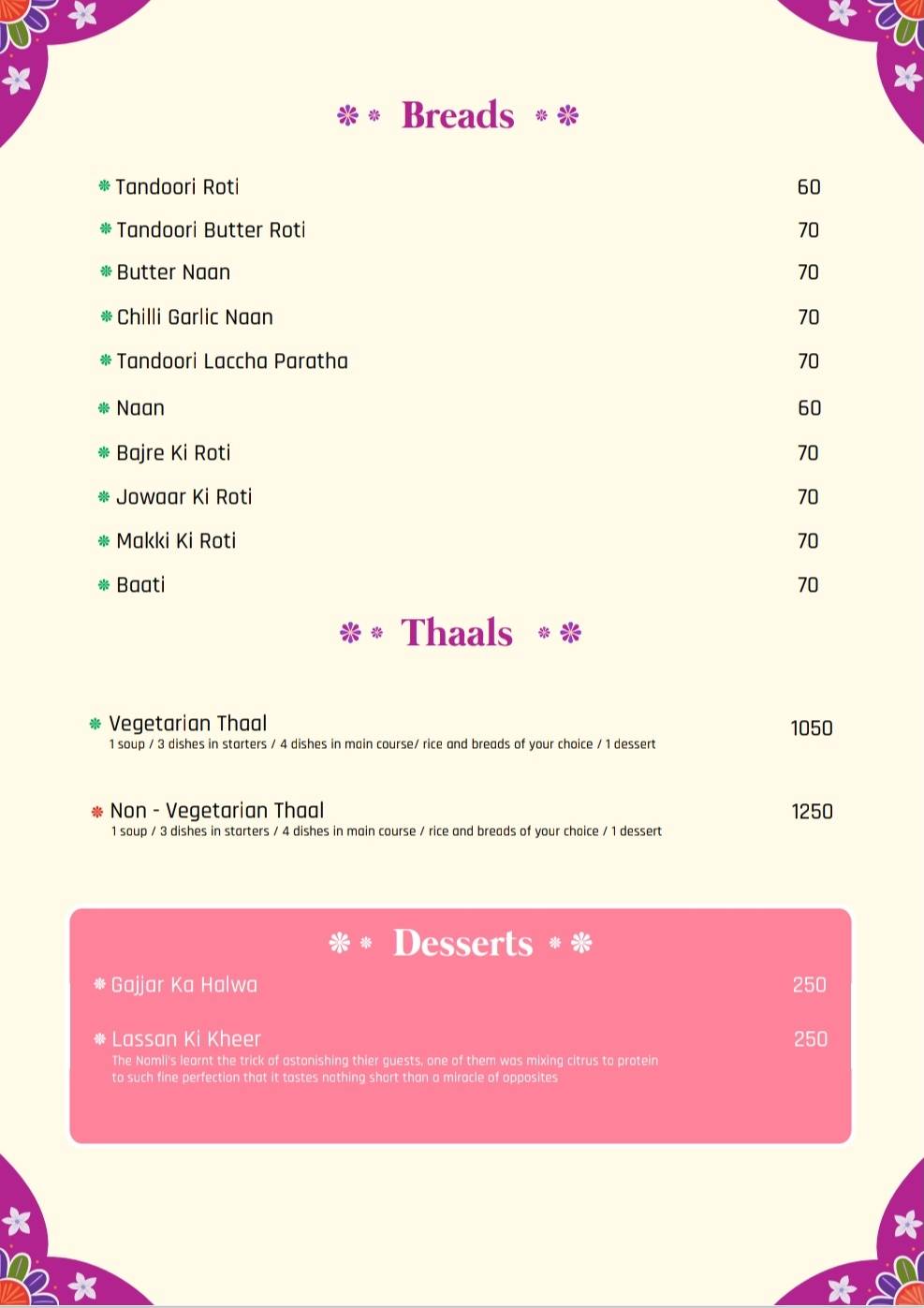 Menu at The Namli Kitchen, Indore