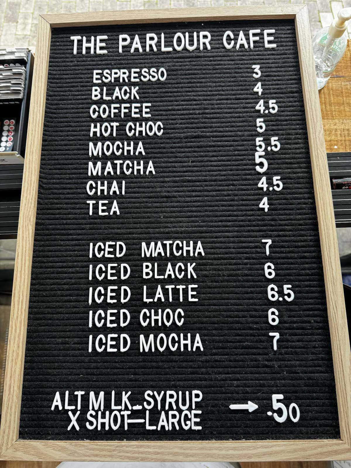 Menu at The Parlour Cafe, Parramatta