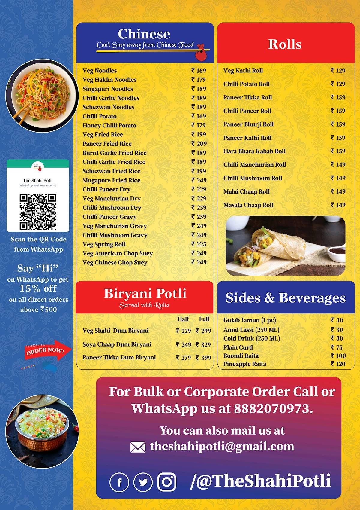 Menu at The Shahi Potli, Noida