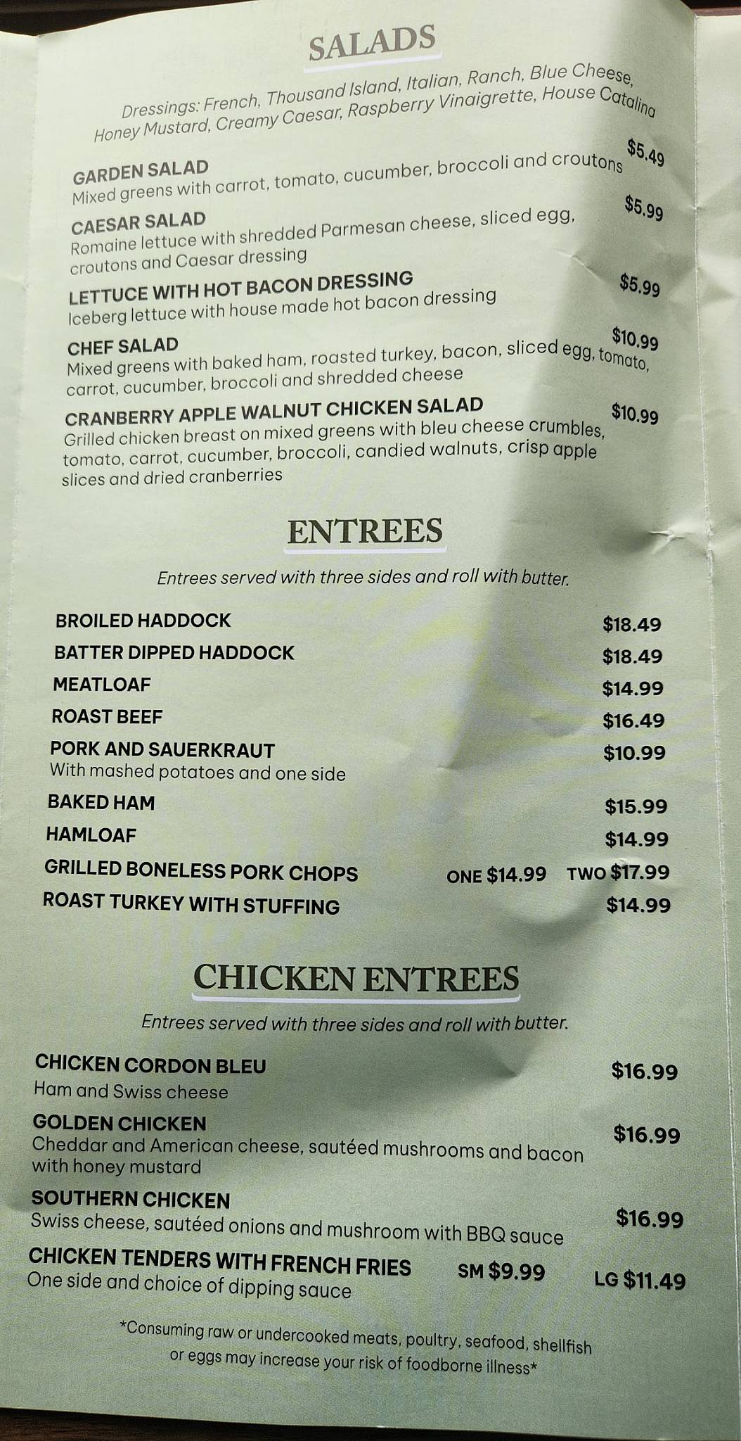 Menu at The Special Place restaurant, Elizabethville