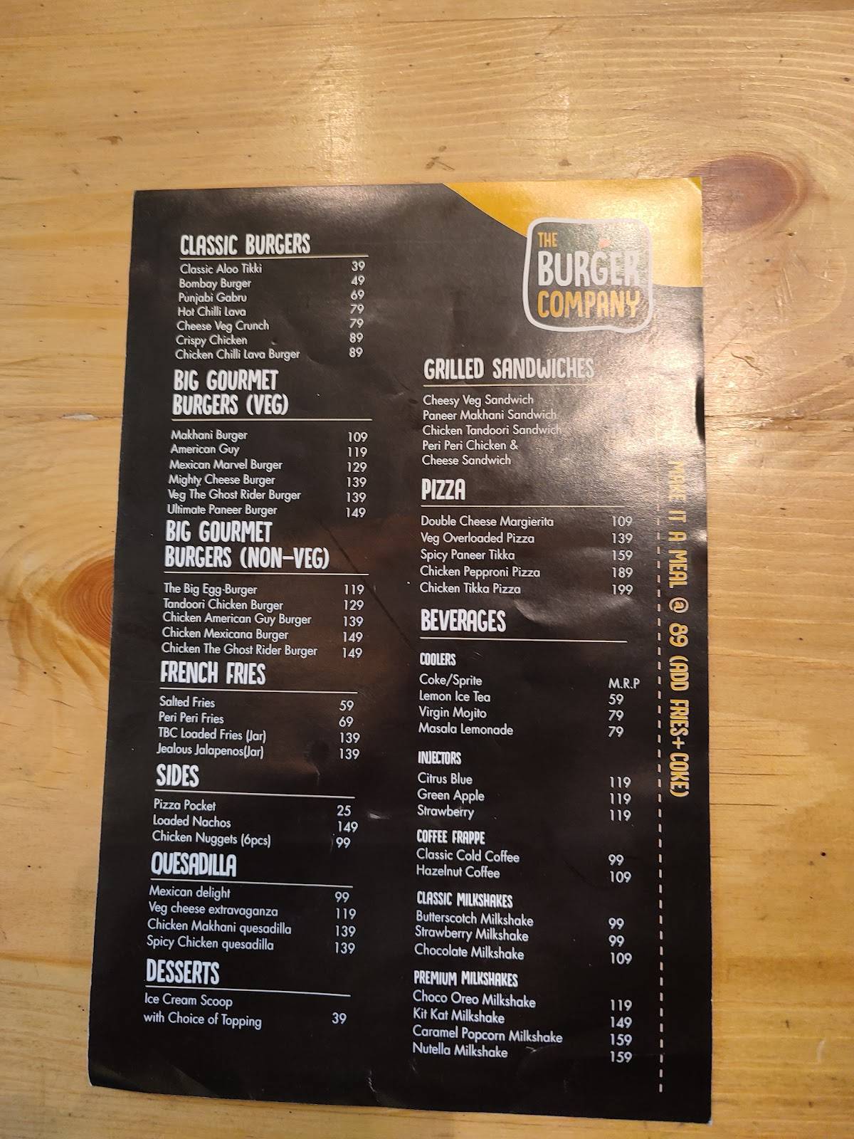 Menu at The Burger Company, Meerut, Shop No 1
