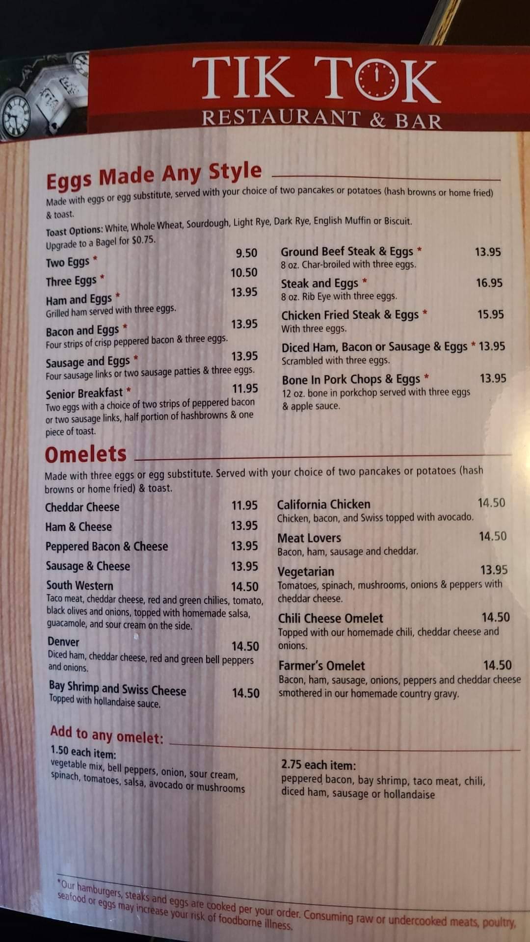 Menu at Tik Tok Restaurant And Bar 82nd, Portland, SE 82nd Ave