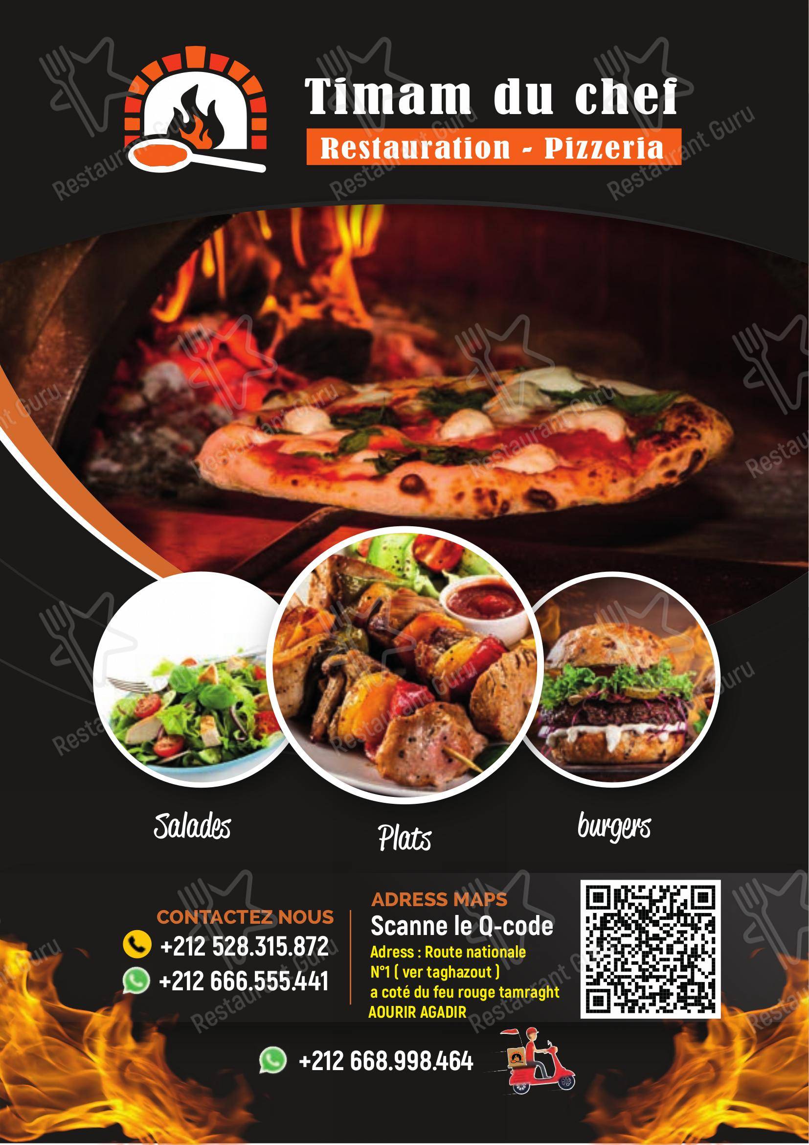 Menu au Timam Du Chef - Restaurant & Pizzéria, Agadir