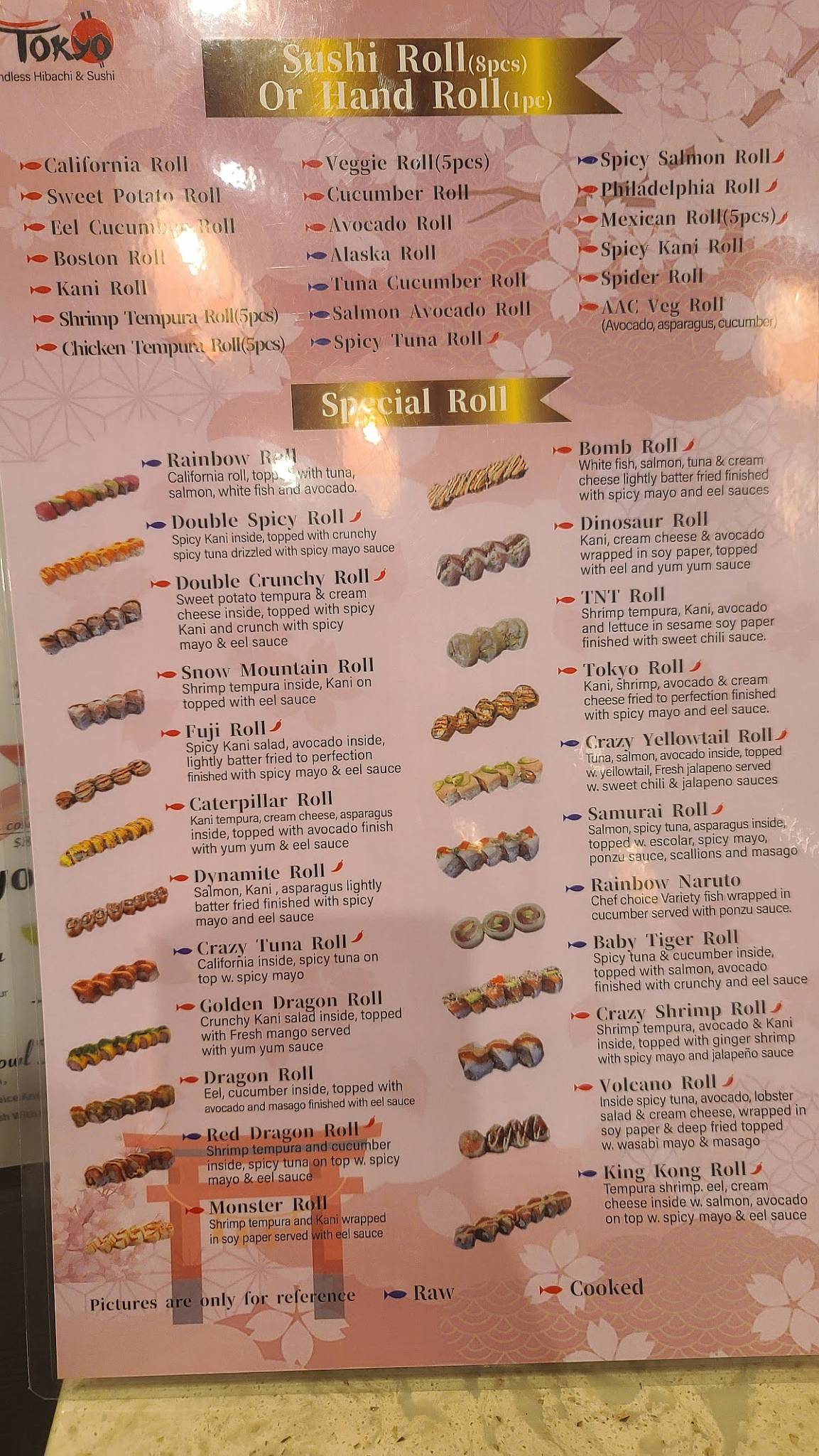 Menu at Tokyo Endless Hibachi & Sushi restaurant, Port Charlotte