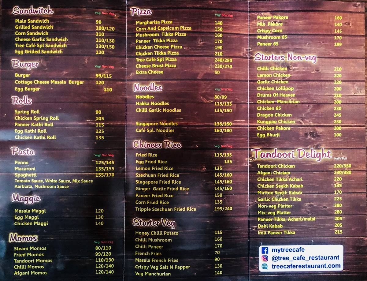 Menu at Tree Cafe & Restaurant Outlet 2, Dehradun