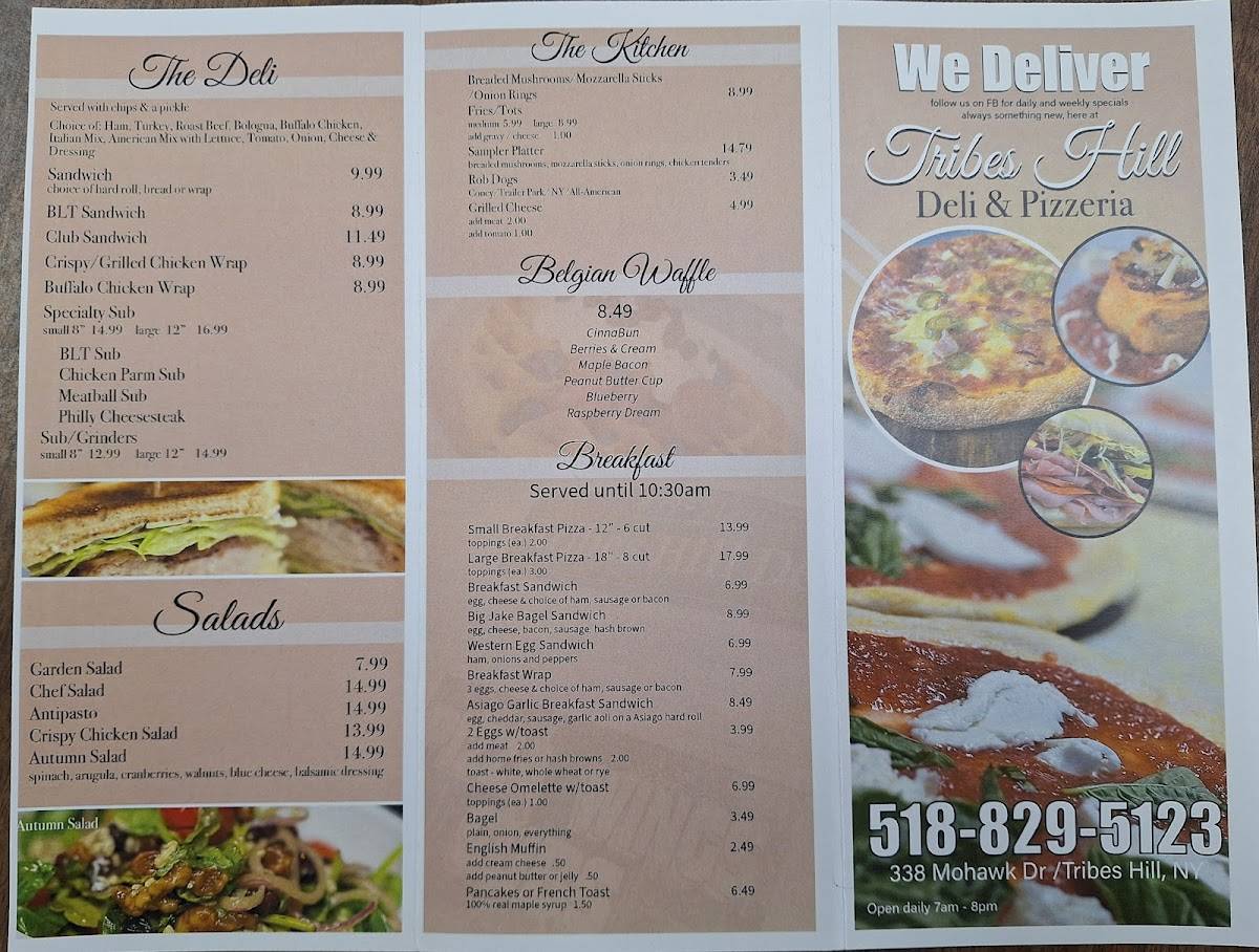 Carta de Tribes Hill Deli & Pizzeria, Tribes Hill