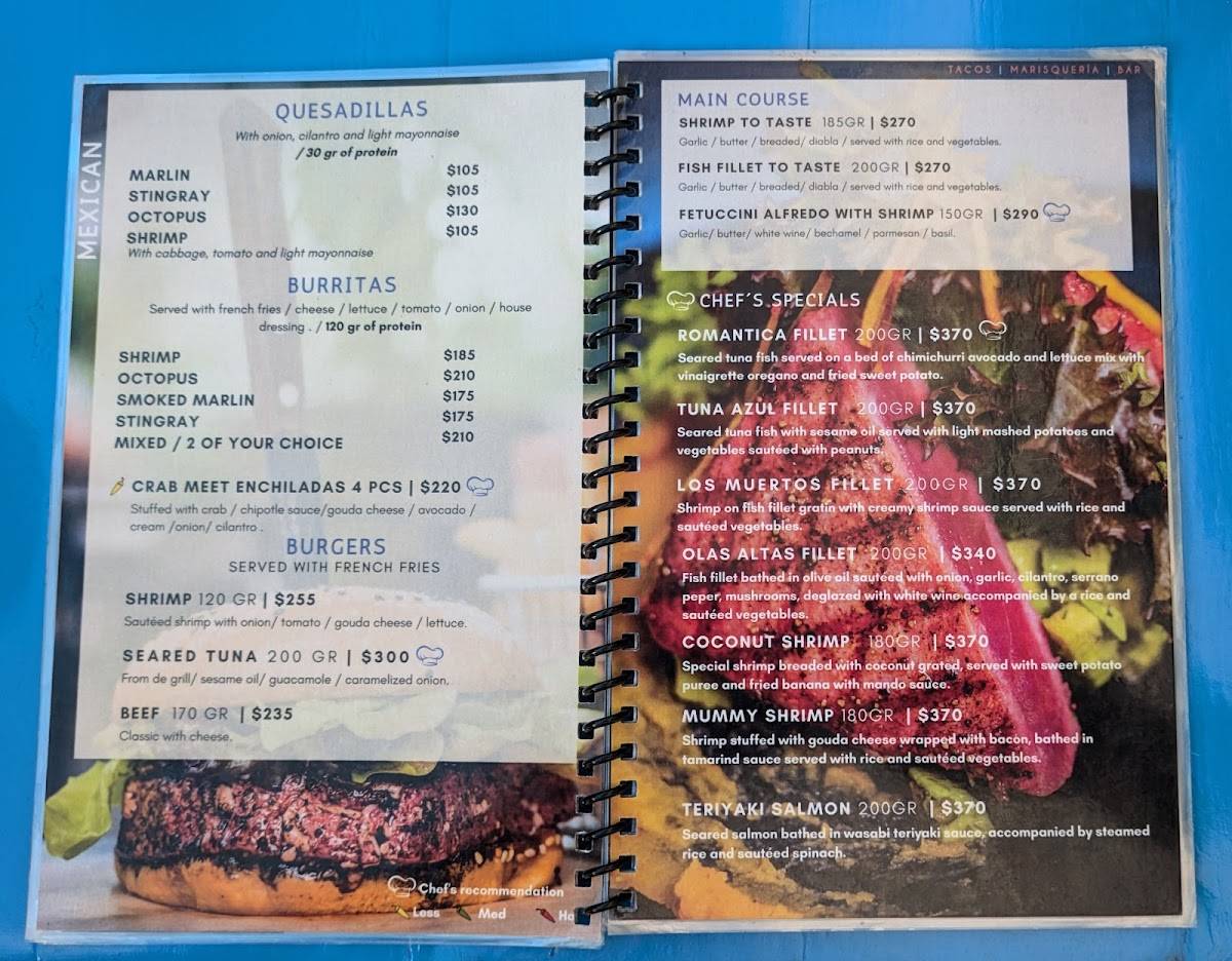 Menu at Tuna Azul Zona Romantica restaurant, Puerto Vallarta