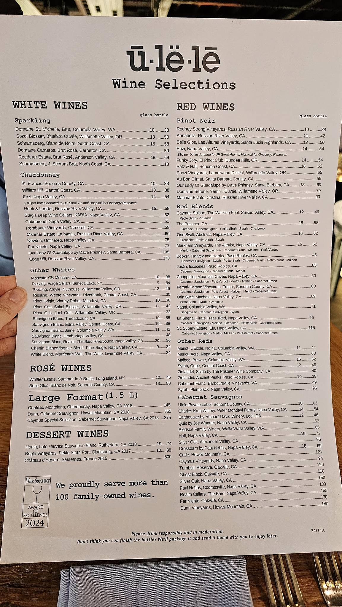 Menu at Ulele restaurant, Tampa, N Highland Ave