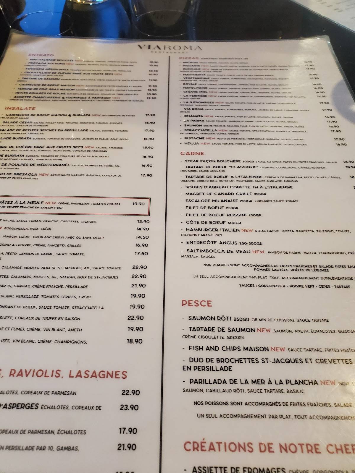Via roma menu store