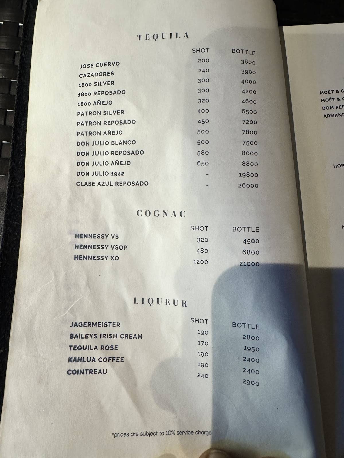 Menu at Verified Rooftop Bar & Lounge, Cebu City