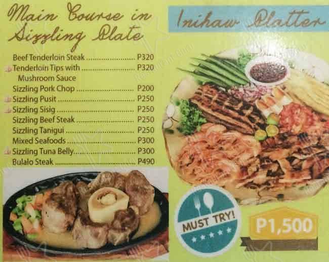 Menu at Viewsite Restaurant Mahogany, Tagaytay, 4W3M+8XQ
