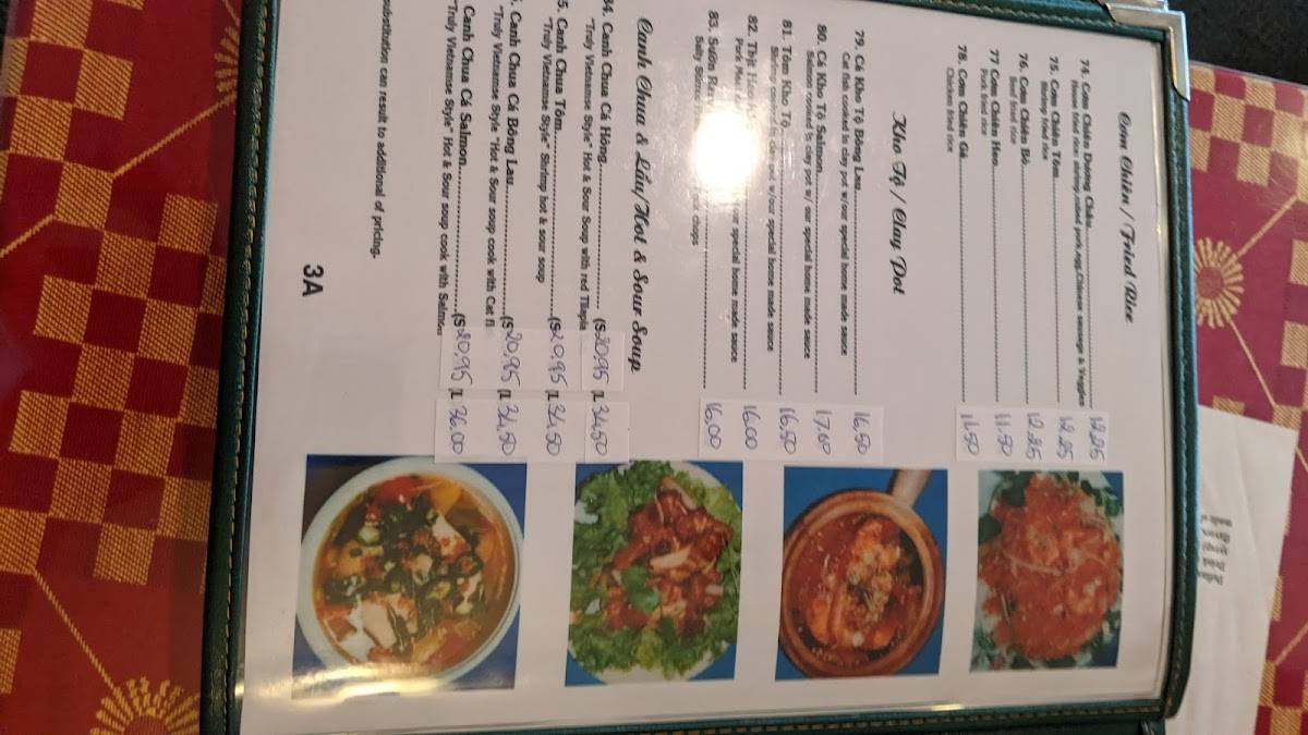 Menu at Vinh Chau Restaurant, Springfield