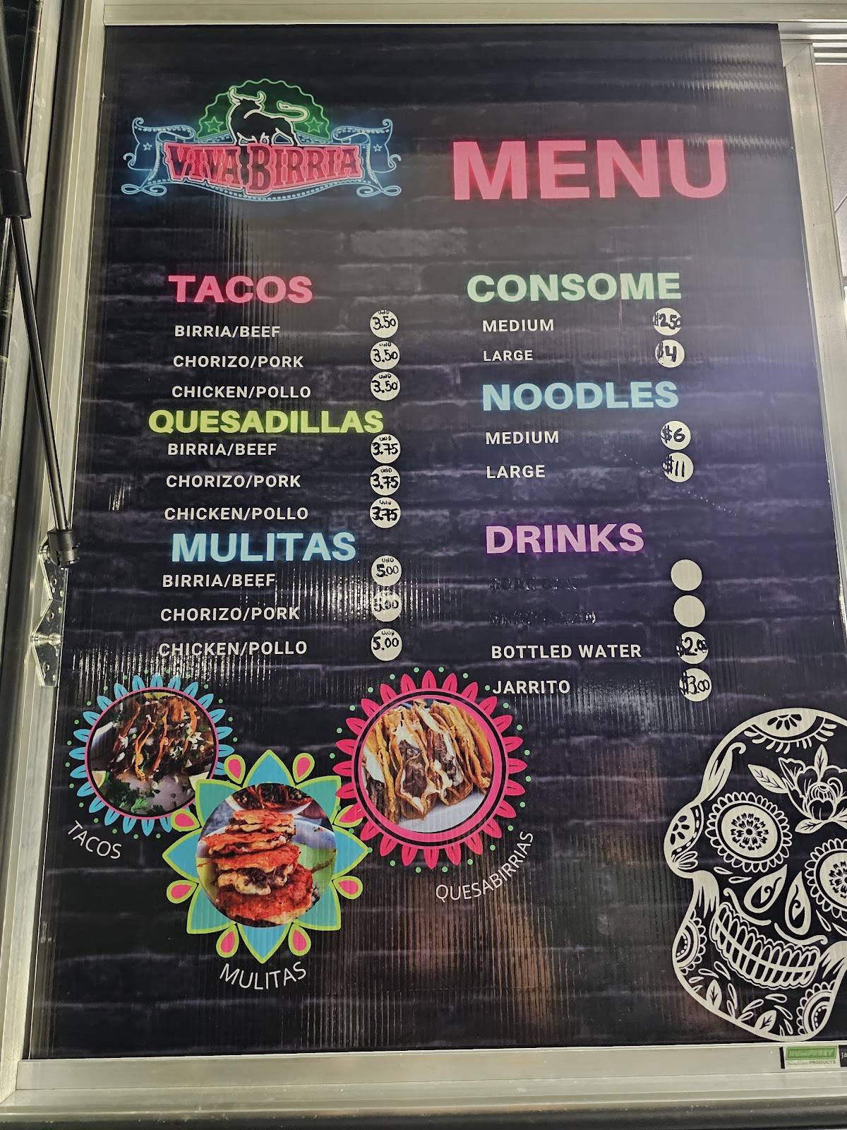 Menu at Viva birria nj tacos truck restaurant, Passaic