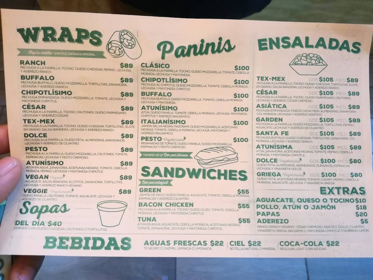Carta del restaurante WRAPISIMO, Mexicali, Blvd. Benito Juárez