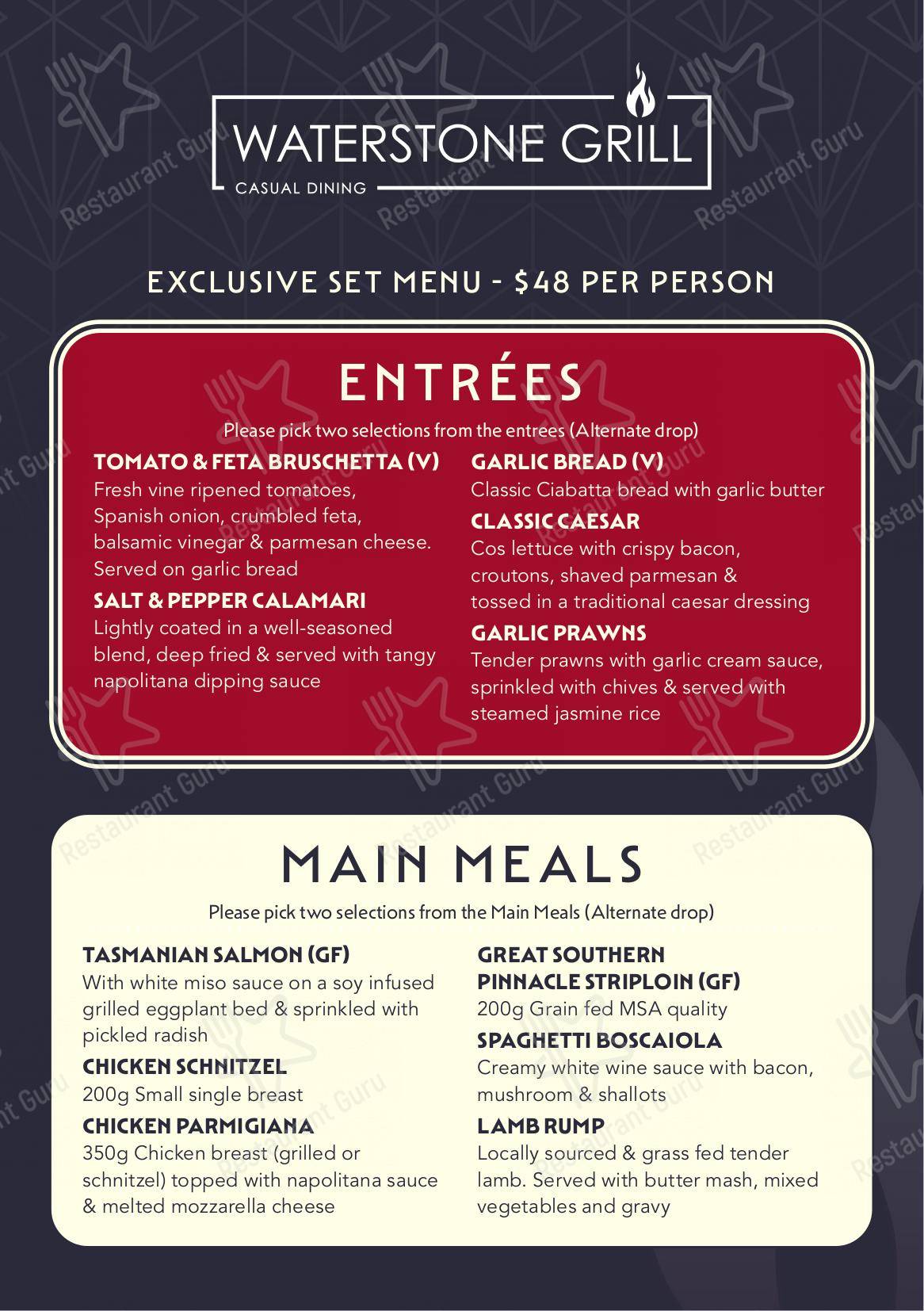 Menu at Waterstone Grill restaurant, North Saint Marys, St Marys ...