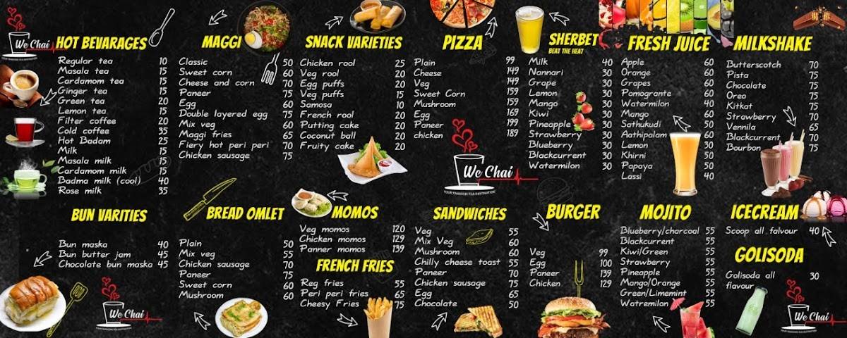 Menu at We chai, Cuddalore