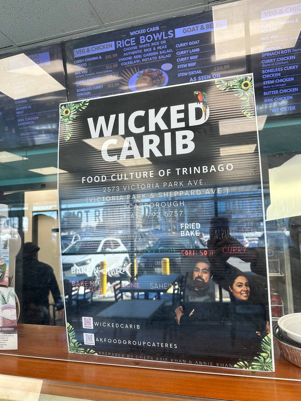 Menu at Wicked Carib, Caribbean Food Culture restaurant, Toronto