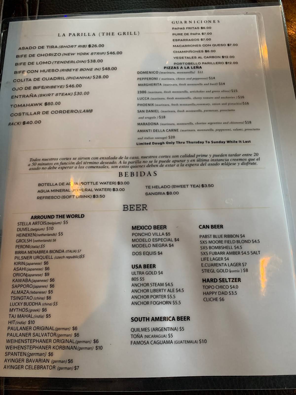 Menu at Winecow argentina steak house pub & bar, McAllen