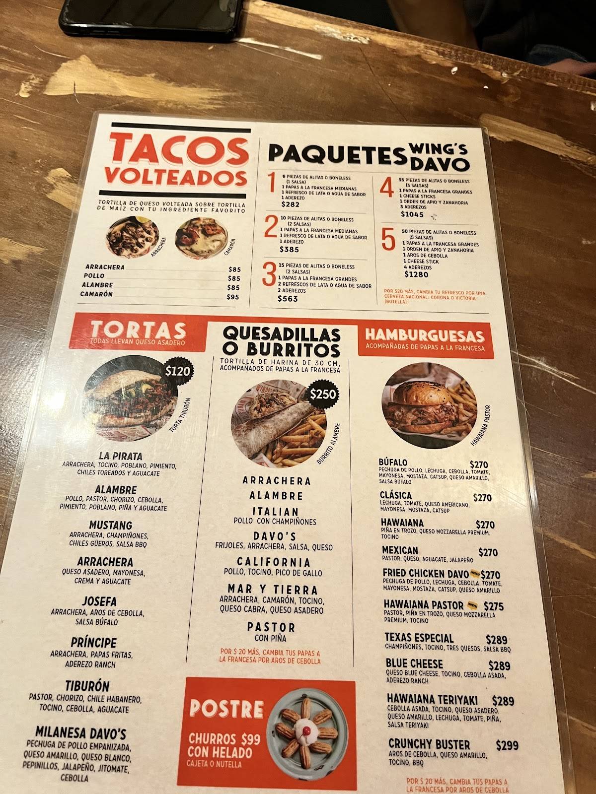 Carta del restaurante Wings Davo, San Luis Potosi, Av. Cordillera del ...