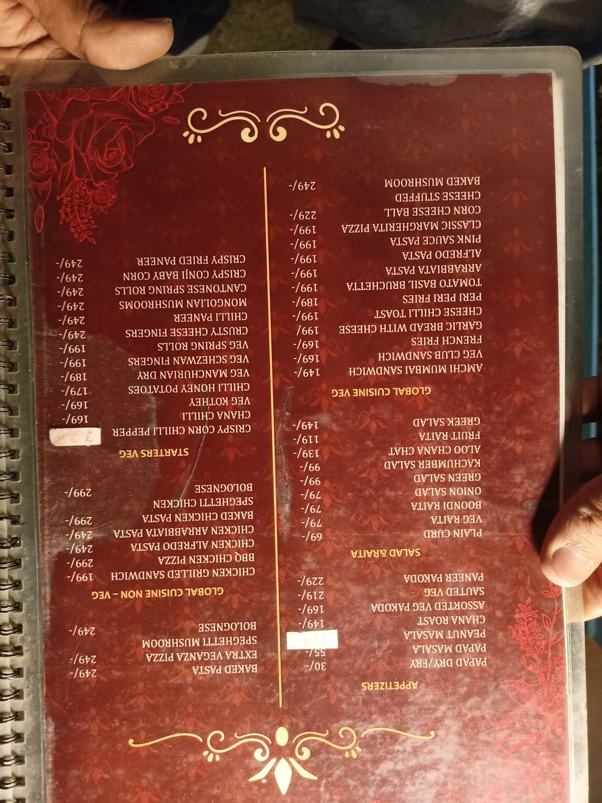 Menu at Winter Rose cafe, Bhopal