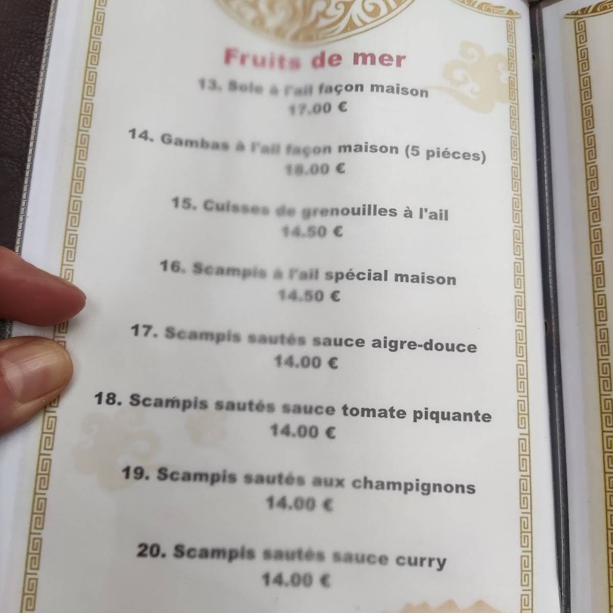 Menu bij Wok Wu restaurant, Bergen